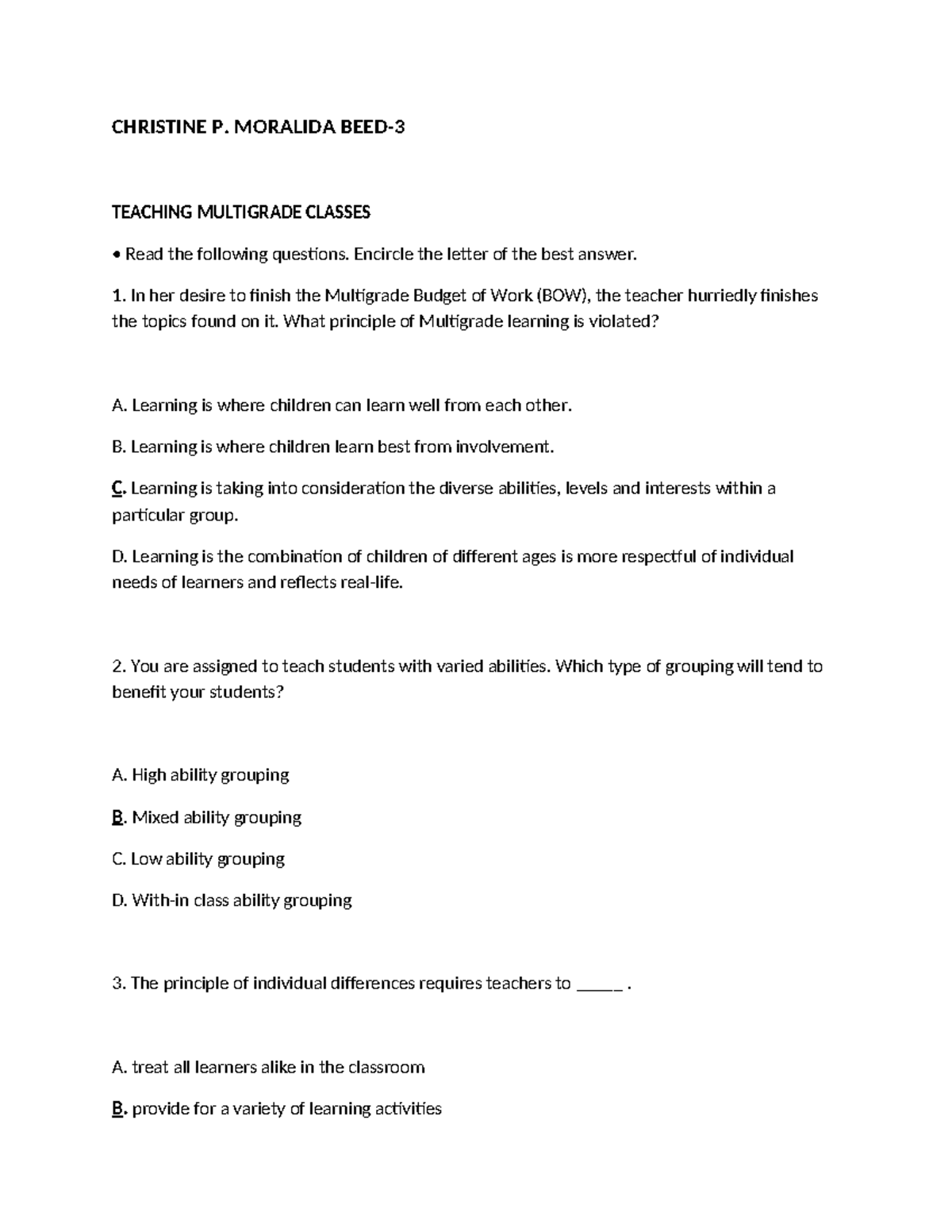 Multigrade Teaching Strategies - Lesson Plan for BEED Class - Studocu