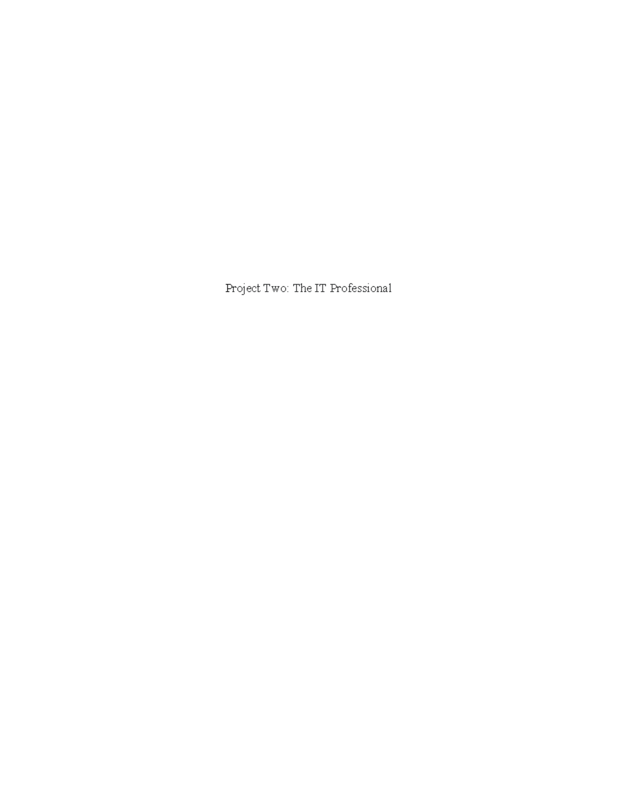 IT 200 Project Two: Exploring Careers in IT Professions and Roles - Studocu
