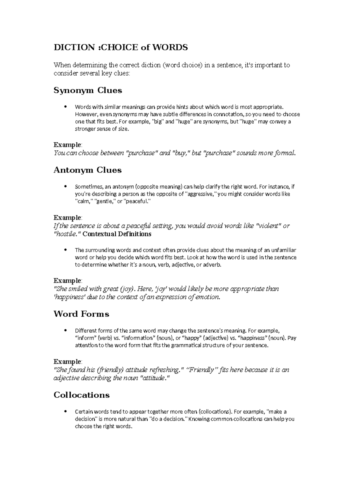 **ENG 101: Diction and Word Choice Strategies for Effective Writing ...