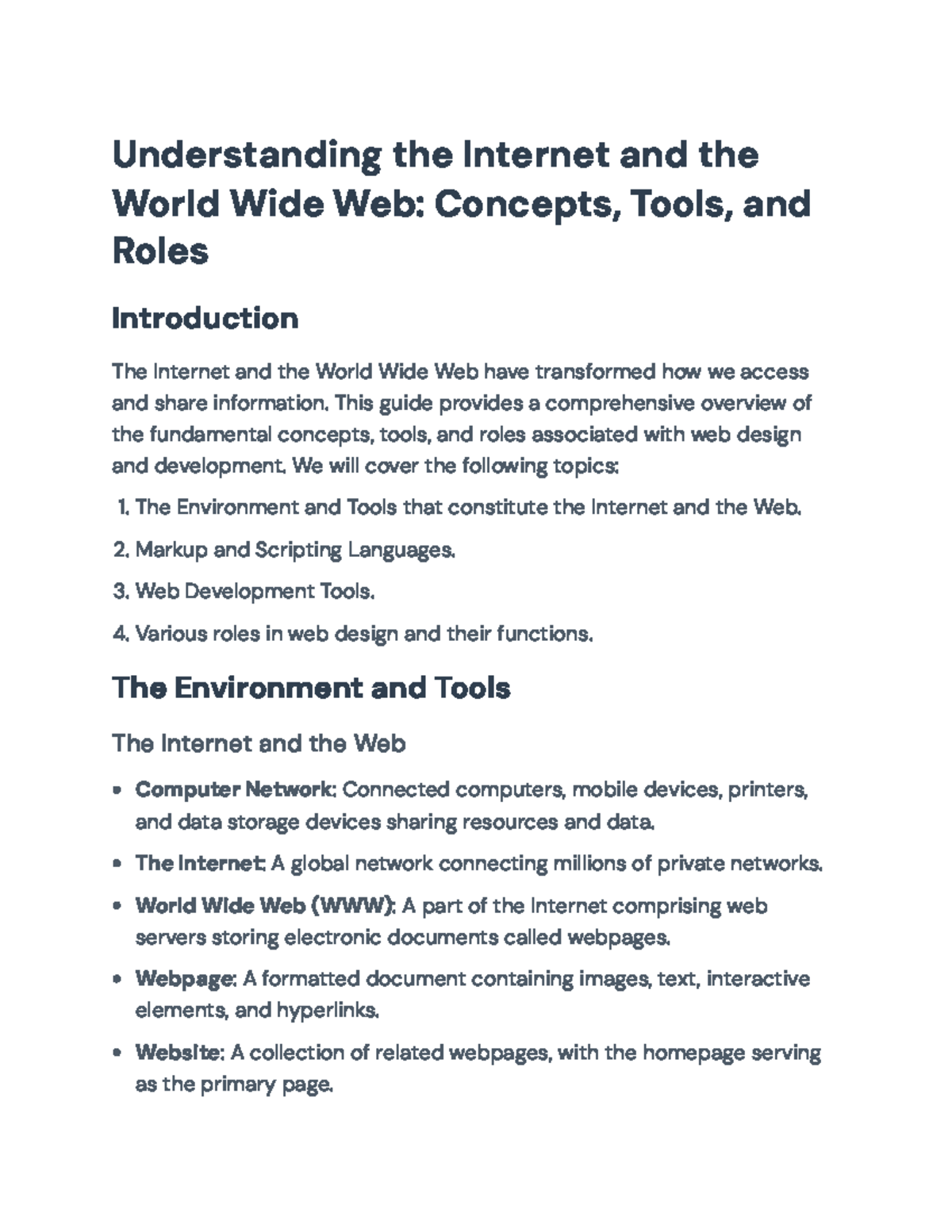 Comprehensive Guide to Web Design and Development Tools (CS101 ...