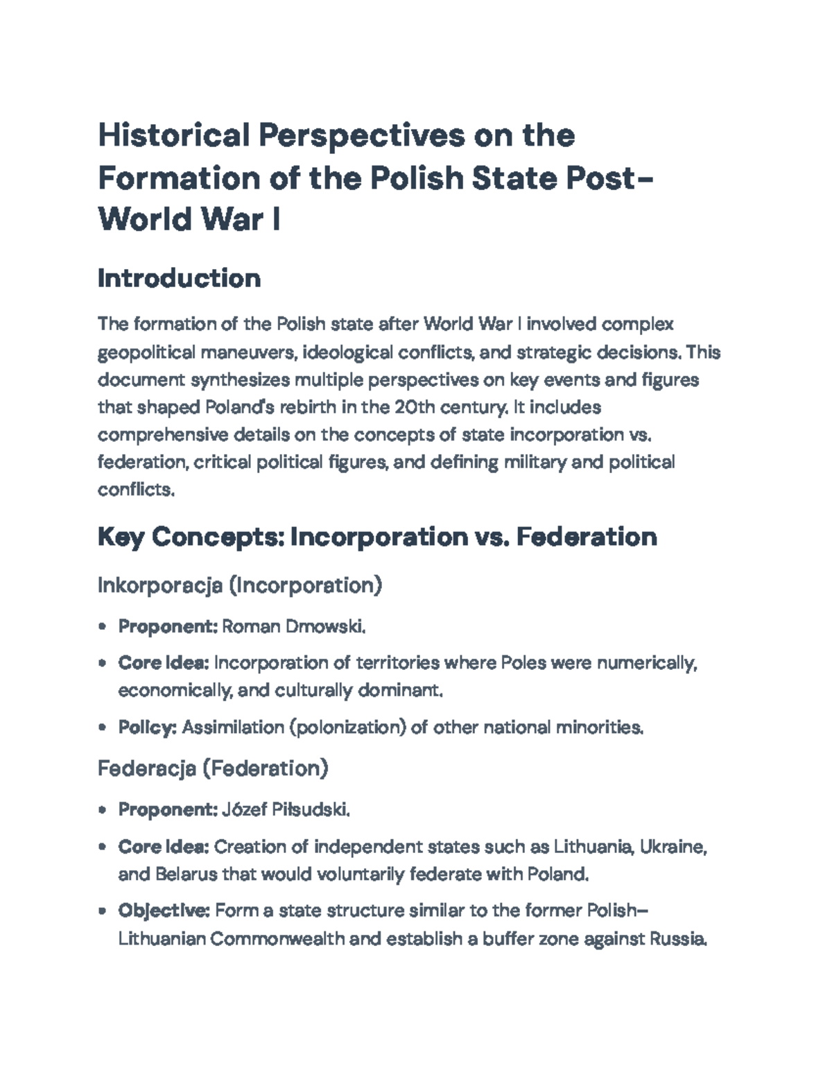 The Formation of the Polish State Post-WW I: Key Figures & Conflicts ...