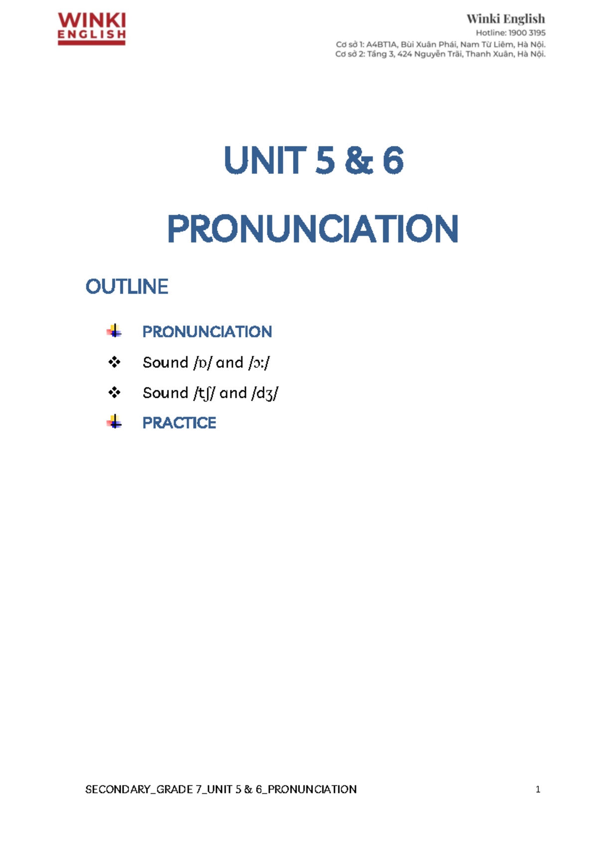 Unit 5 & 6 Pronunciation: Sounds /ɒ/, /ɔ:/, /tʃ/, and /dʒ/ Exercises ...
