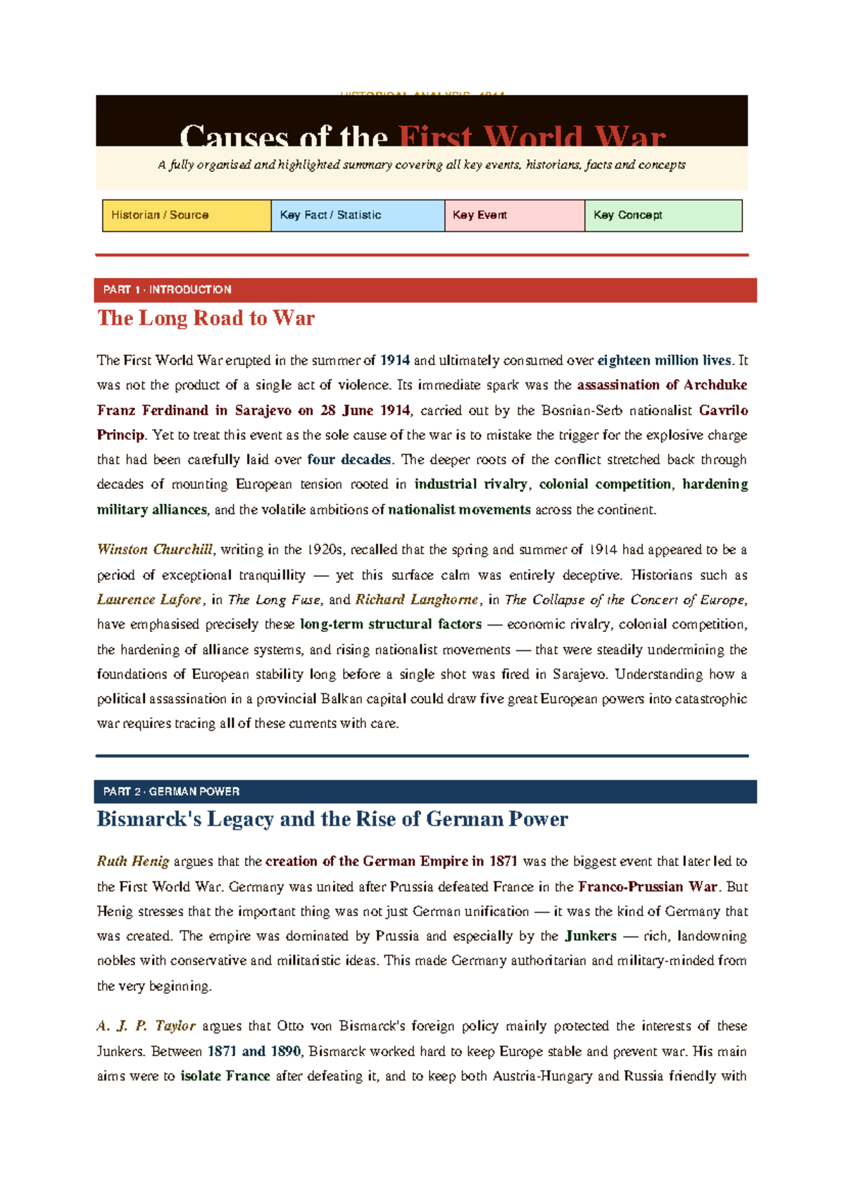 HIST 101 Final Exam Study Guide: Causes of the First World War - Studocu