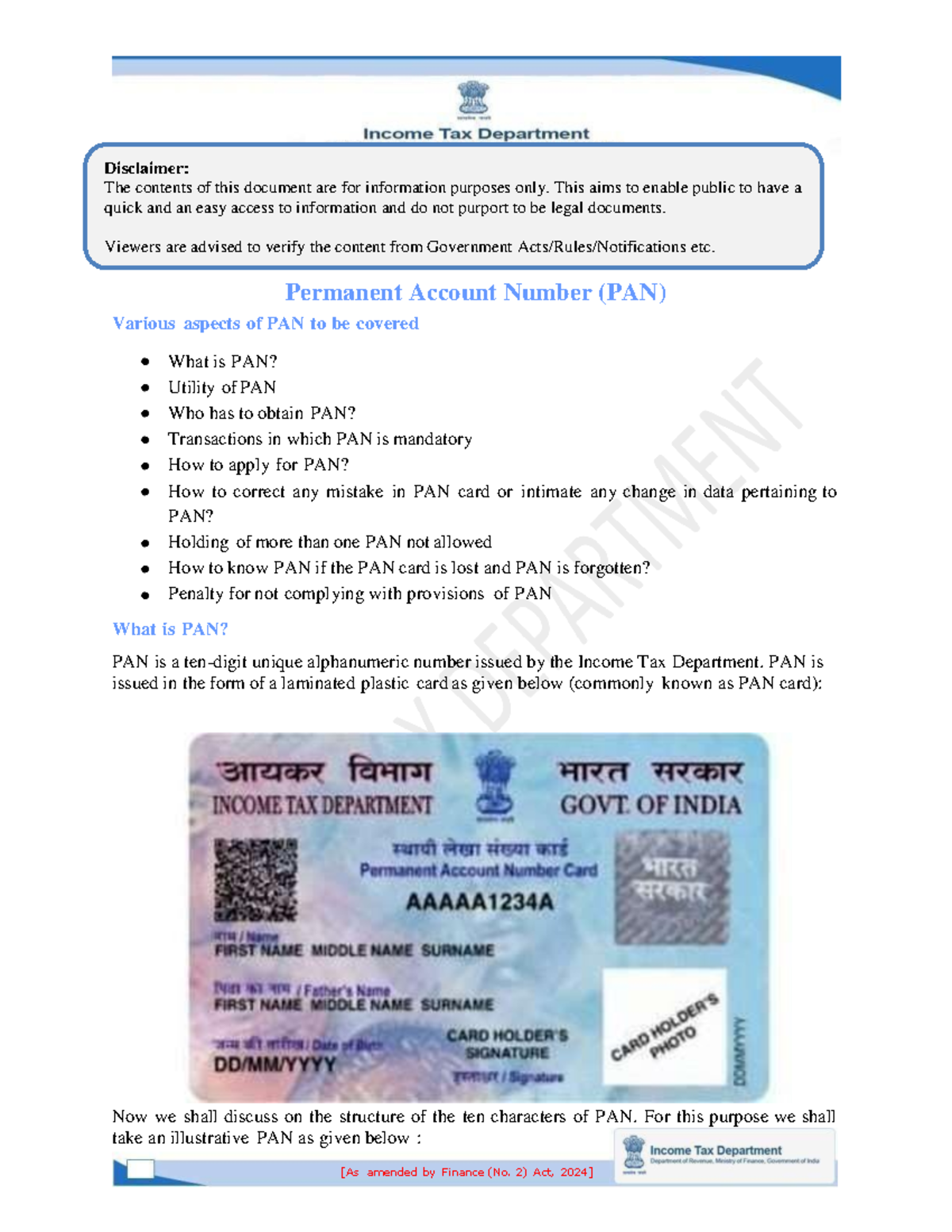 1.permanent account number (pan) - What is PAN? Utility of PAN Who has ...