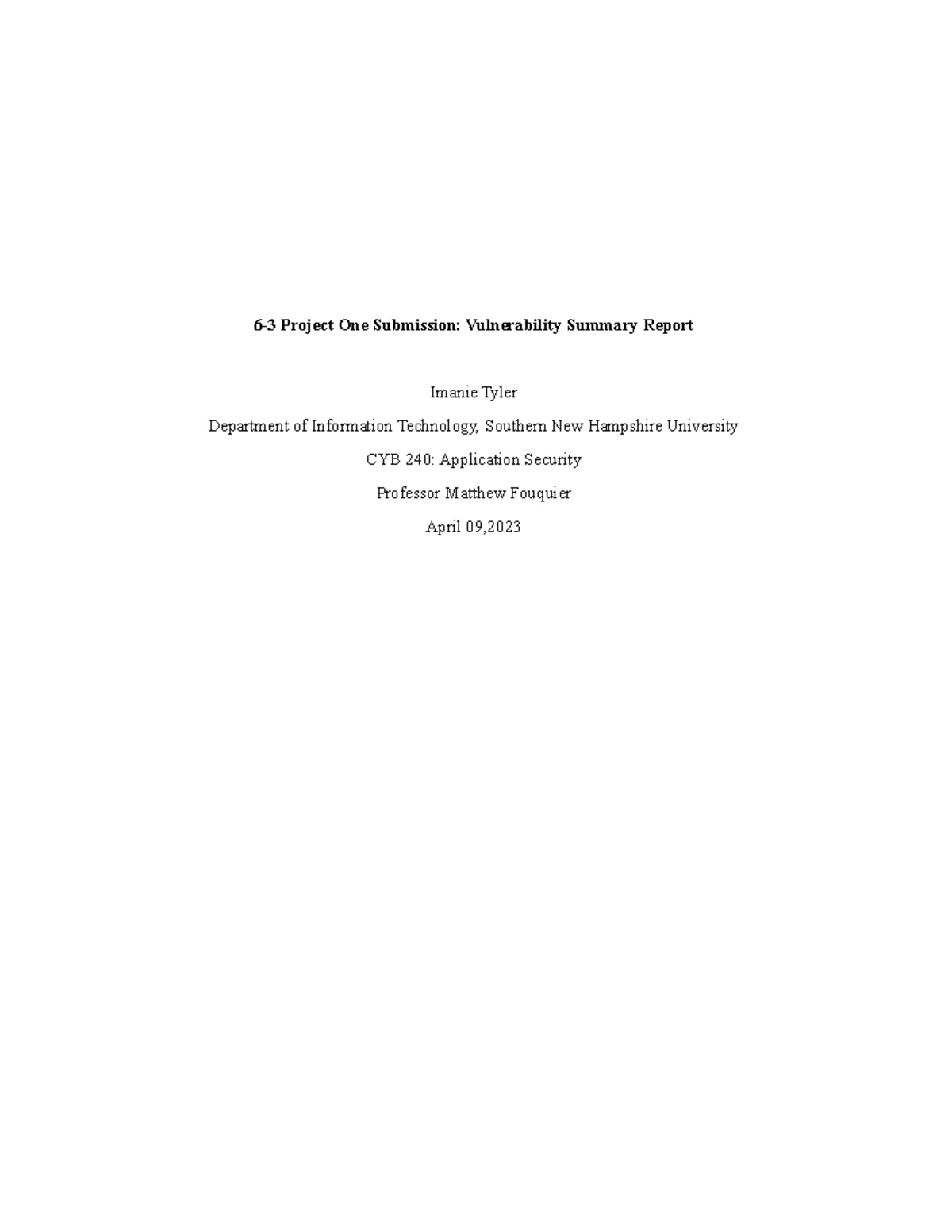 CYB 240 Project One - Vulnerability Identification & Mitigation Report ...