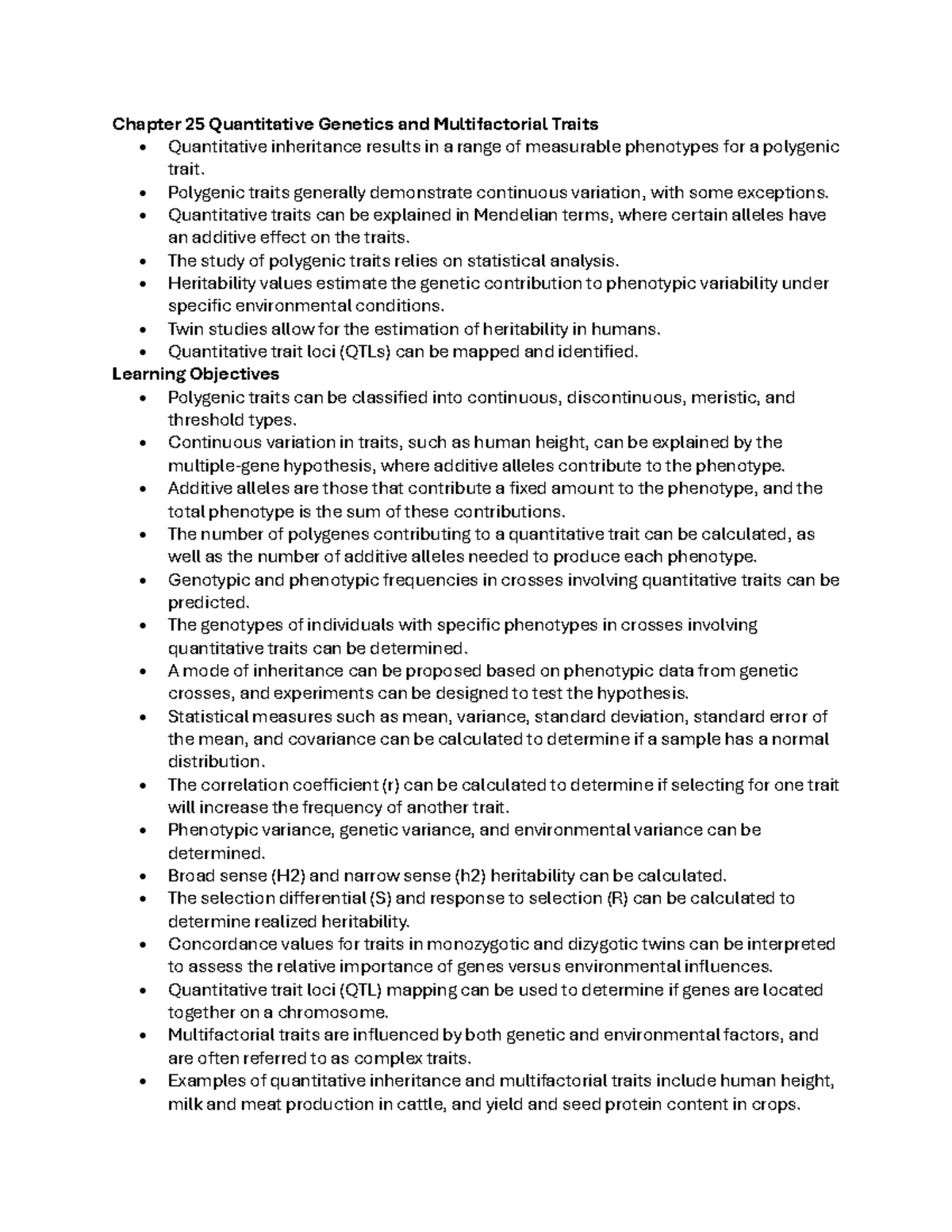 Chapter 25: Analysis of Quantitative Genetics and Multifactorial Traits ...
