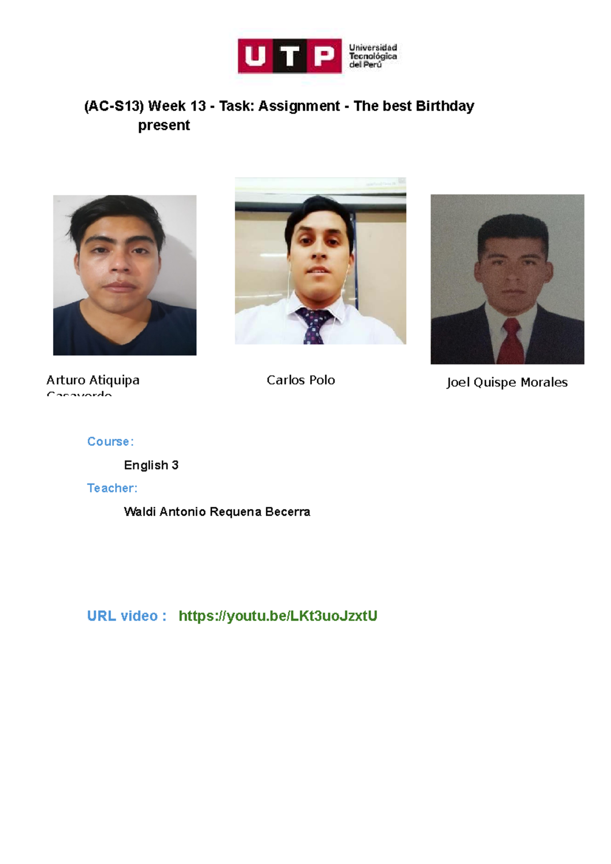 English 3 Week 13 Assignment: Choosing the Best Birthday Gift - Studocu