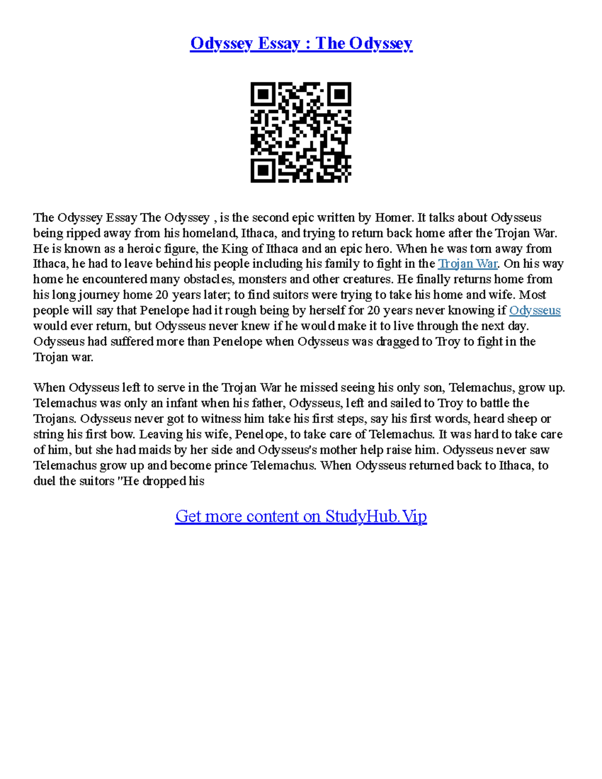 Essay Topics For The Odyssey - Odyssey Essay : The Odyssey The Odyssey ...