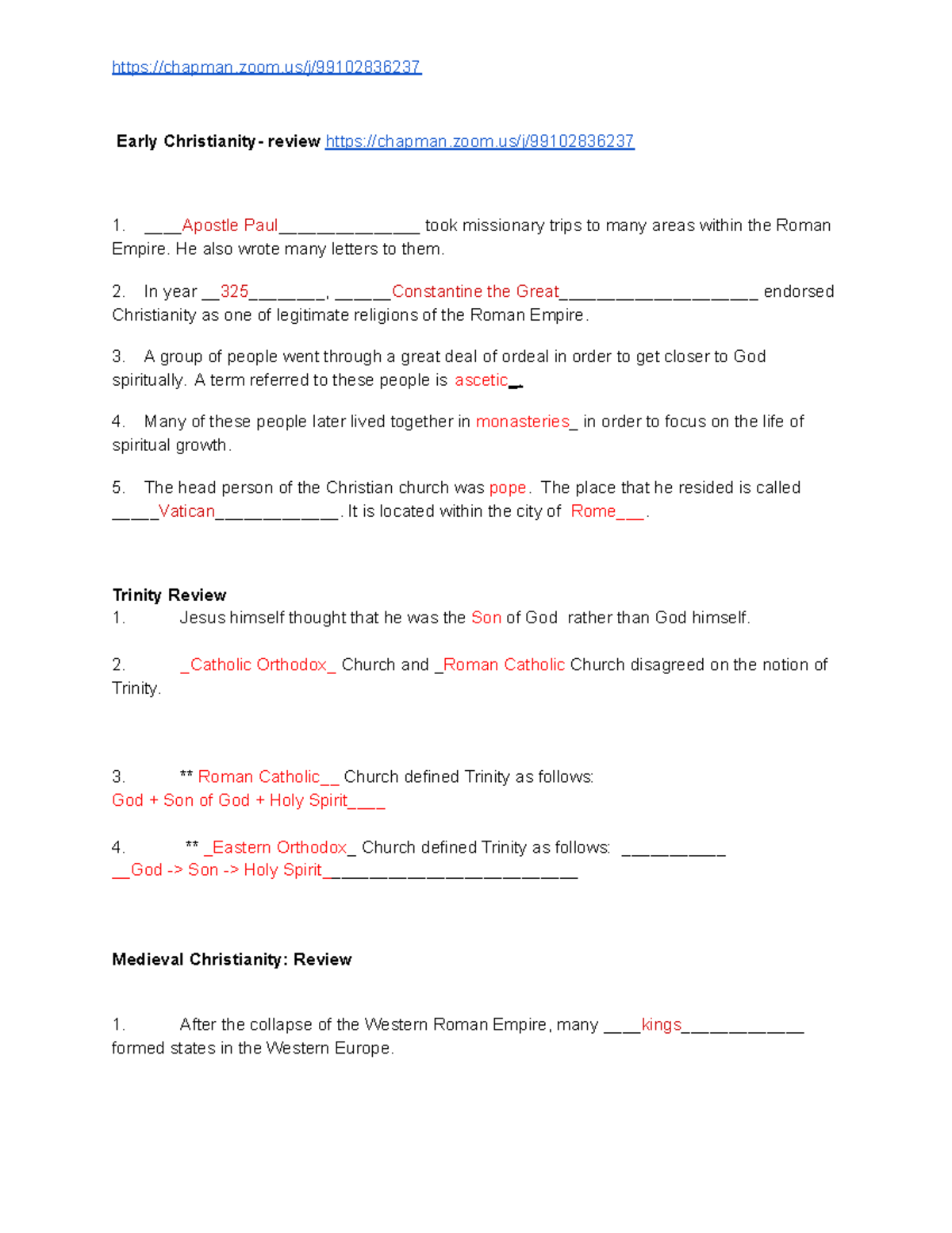 Religion Exam 2 Study Guide-1-3 - Early review 1. took missionary trips ...