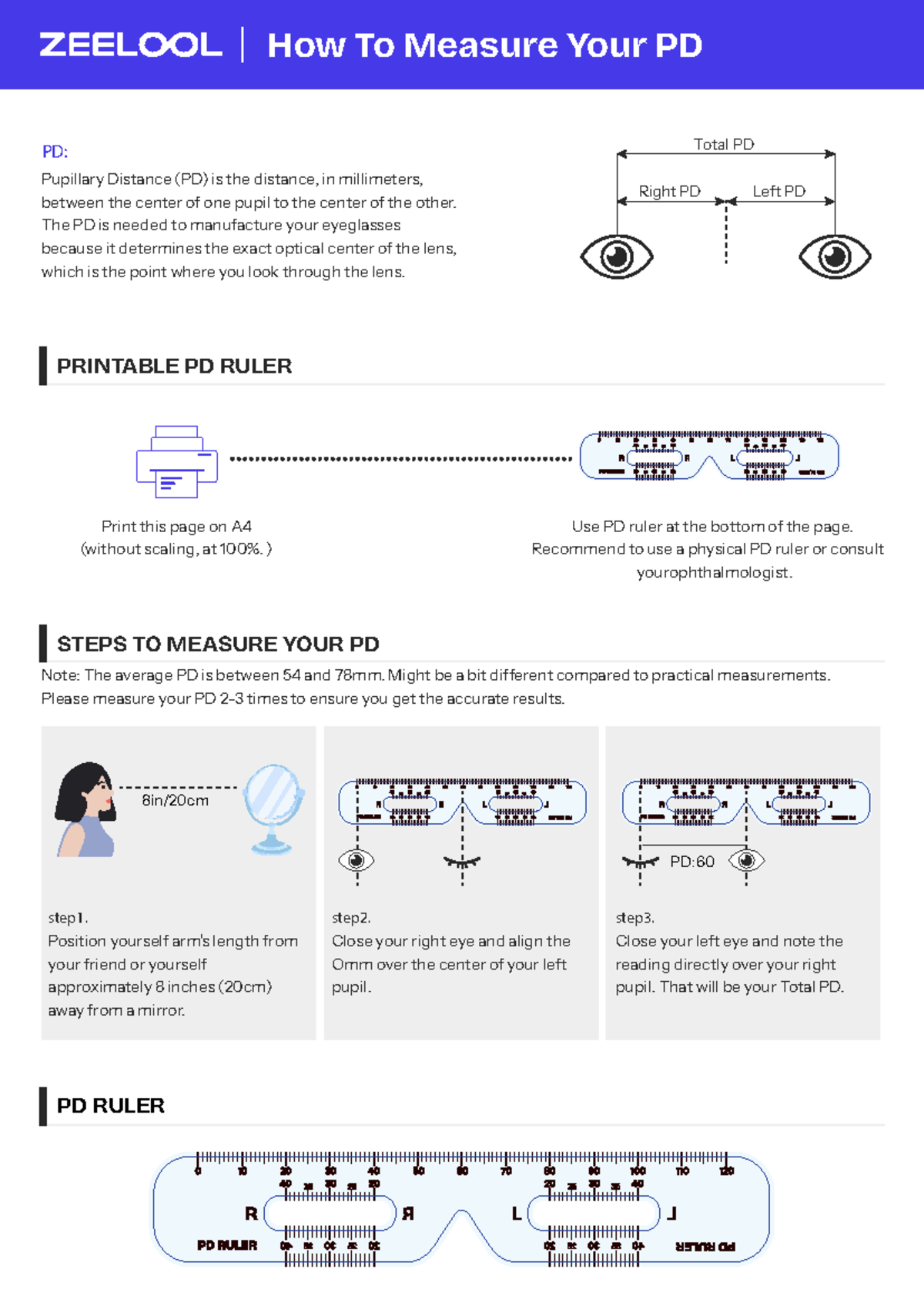 Measuring Your Pupillary Distance (PD) with Zeelool PD Ruler - Studocu