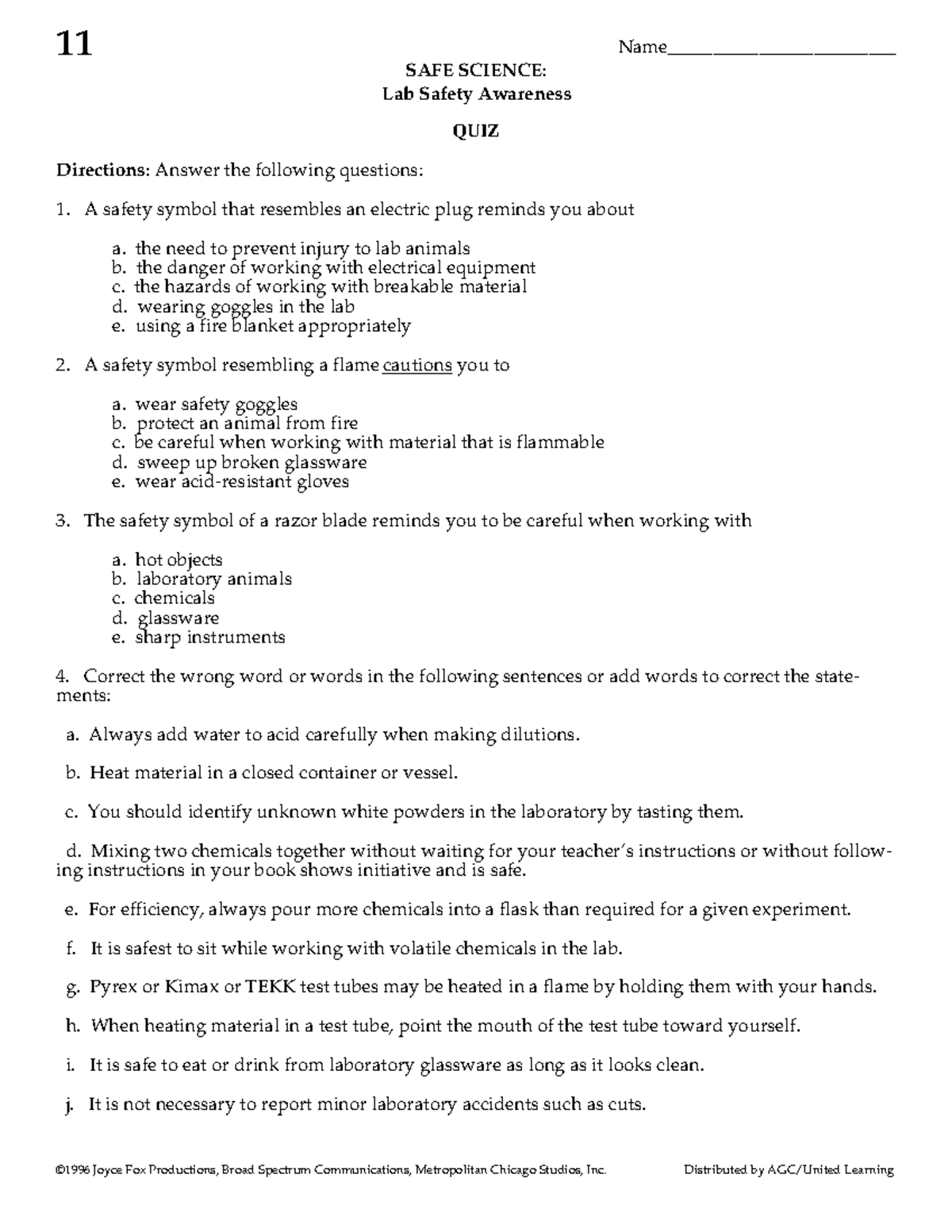 Quia Lab Safety Symbols