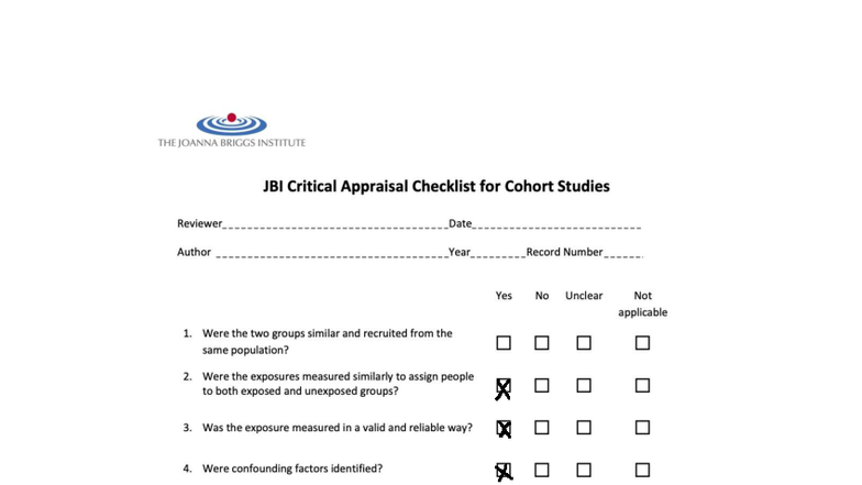 JBI Critical Appraisal Checklist for Cohort Studies - MBE - Studocu