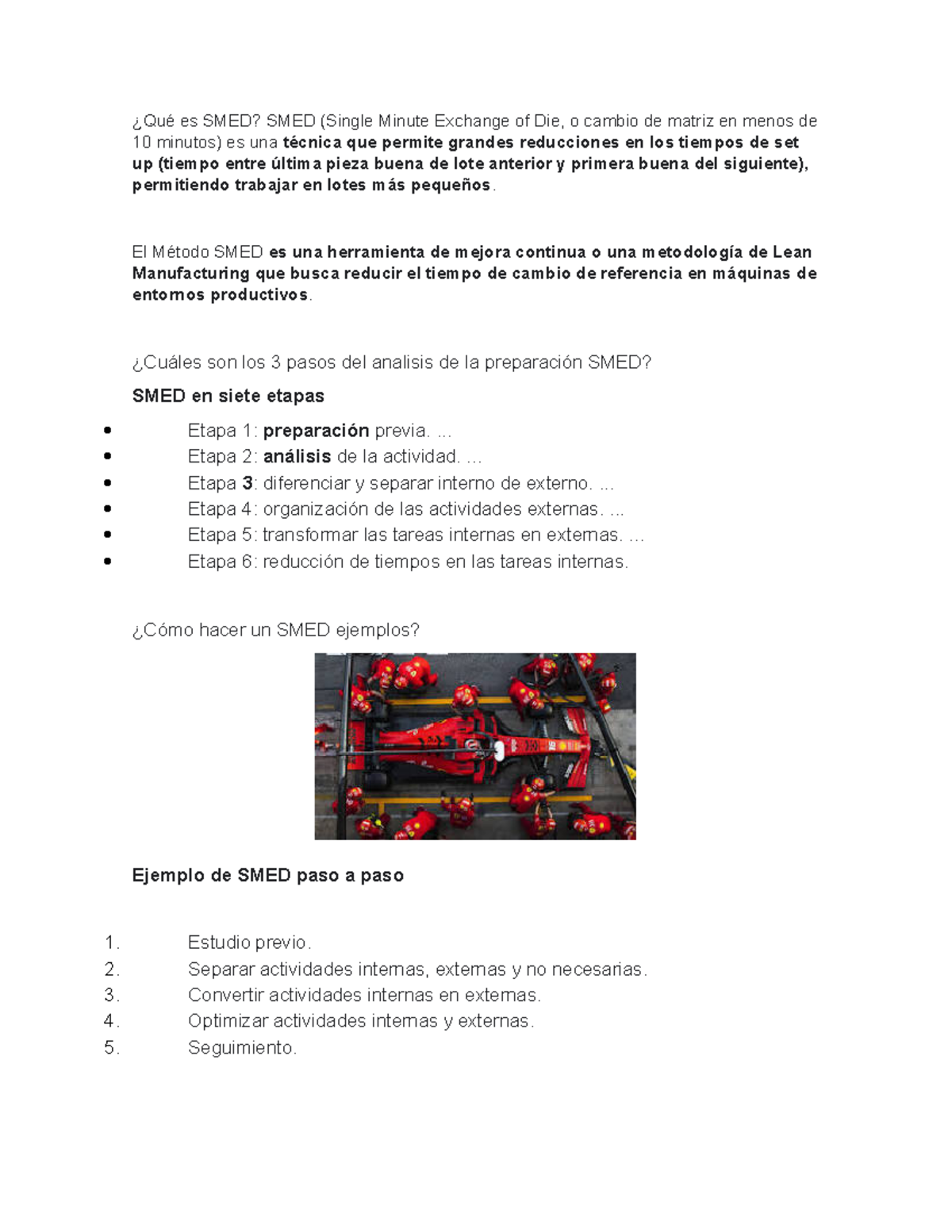 Guía Práctica de SMED: Reducción de Tiempos en Lean Manufacturing - Studocu