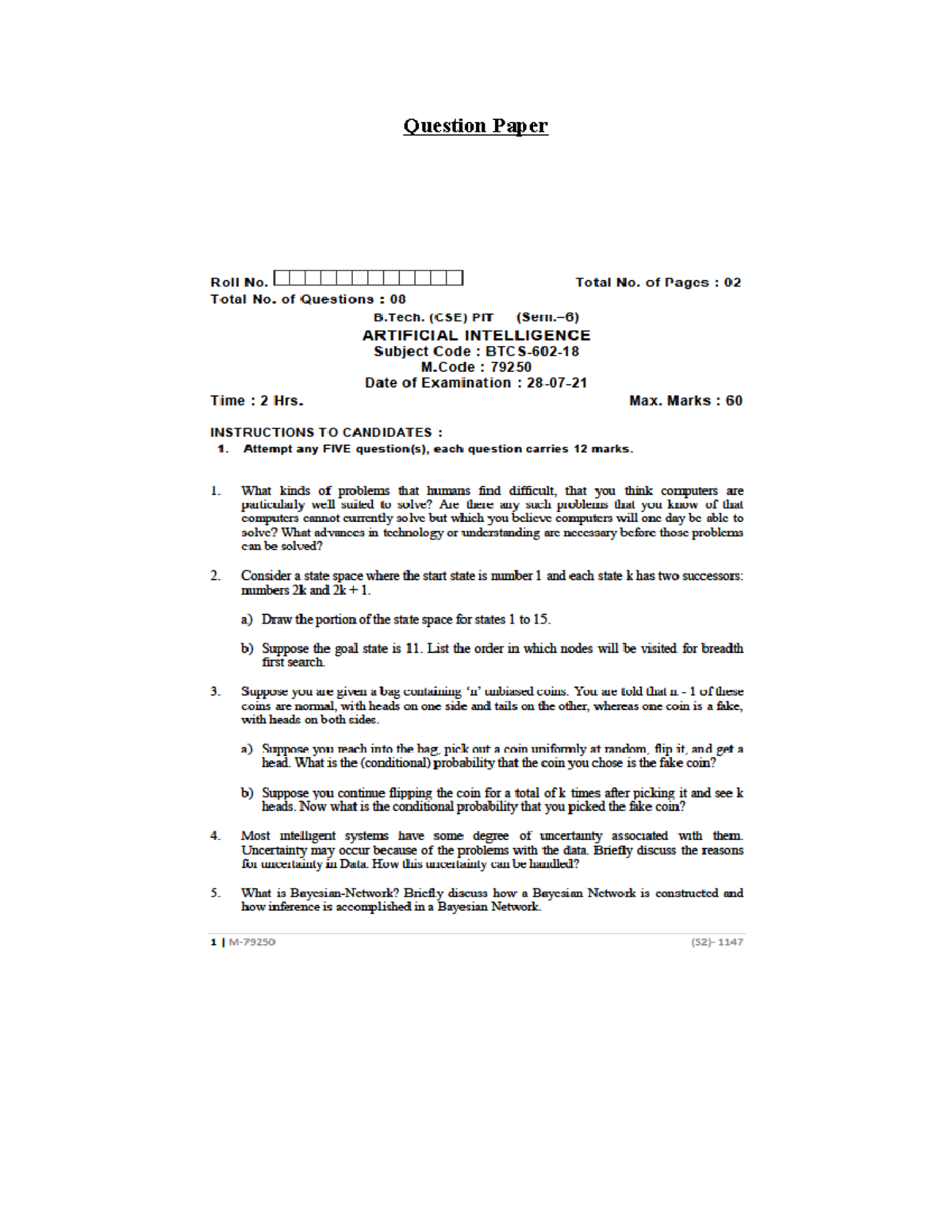 PTU 2021 Question Paper Overview and Key Insights - Studocu