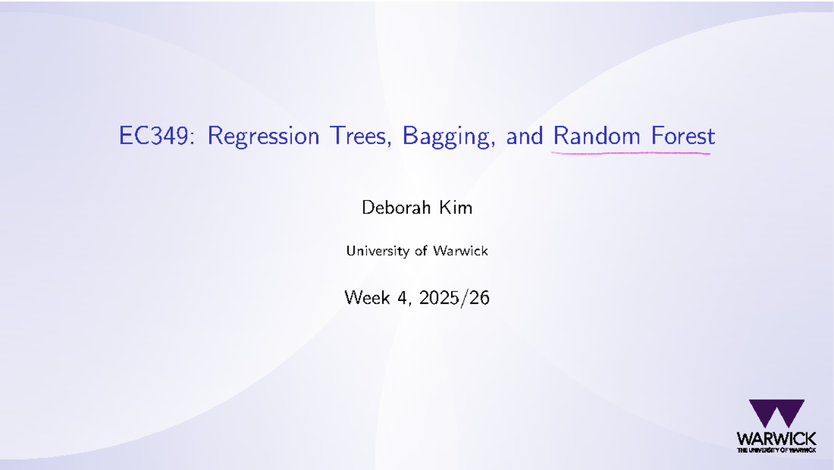 EC349: Regression Trees and Random Forests Lecture Notes - Studocu