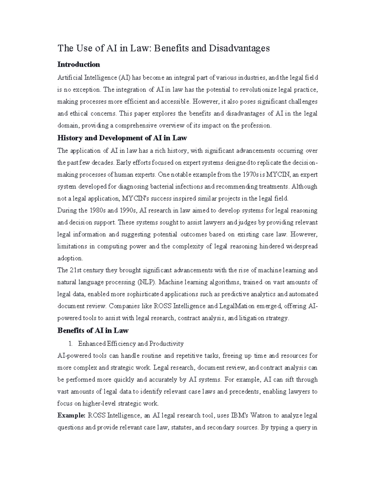 AI in Law: Examining Benefits, Challenges & Ethical Implications - Studocu