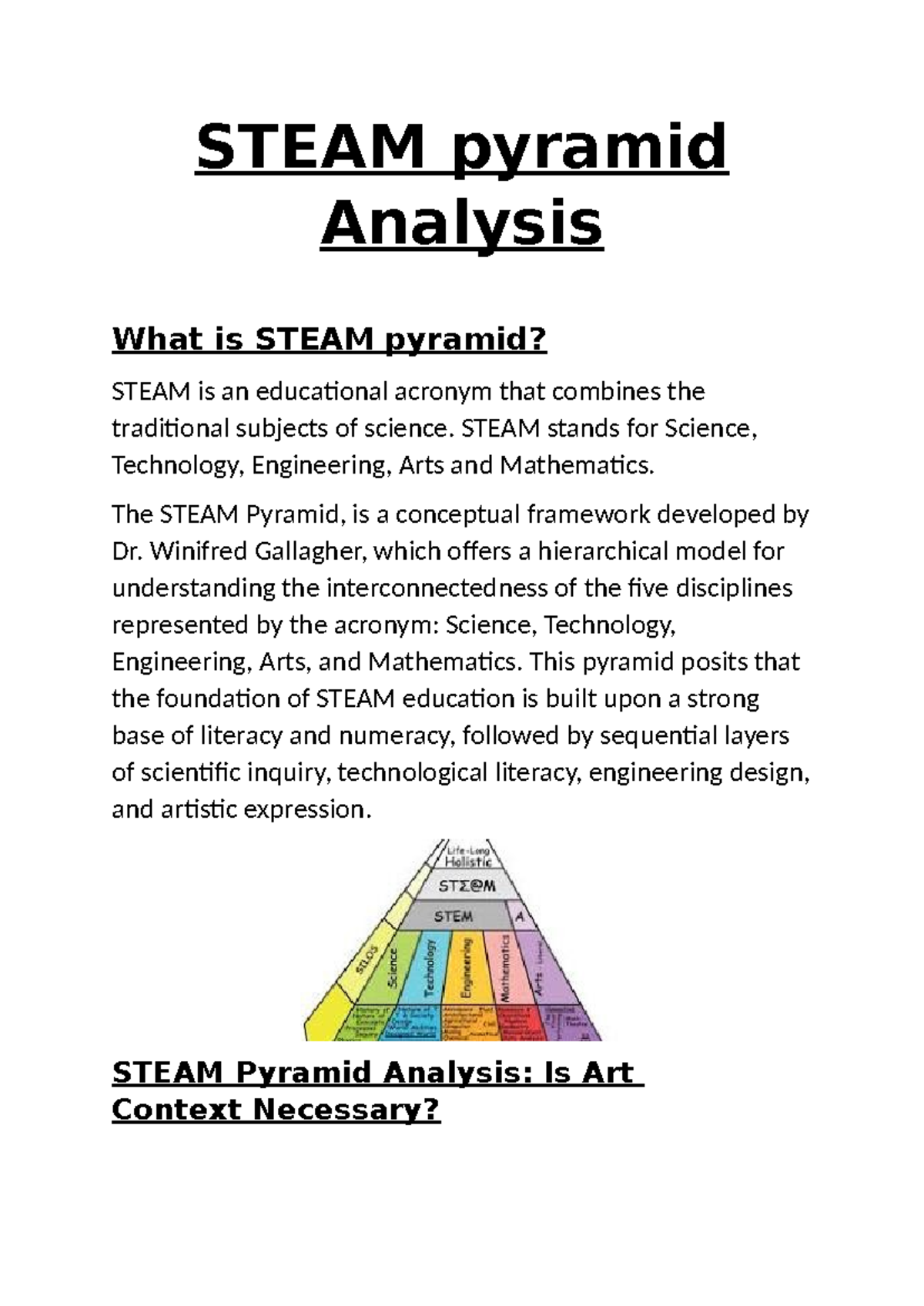 STEAM Pyramid Analysis: Exploring Interconnections in Education - Studocu