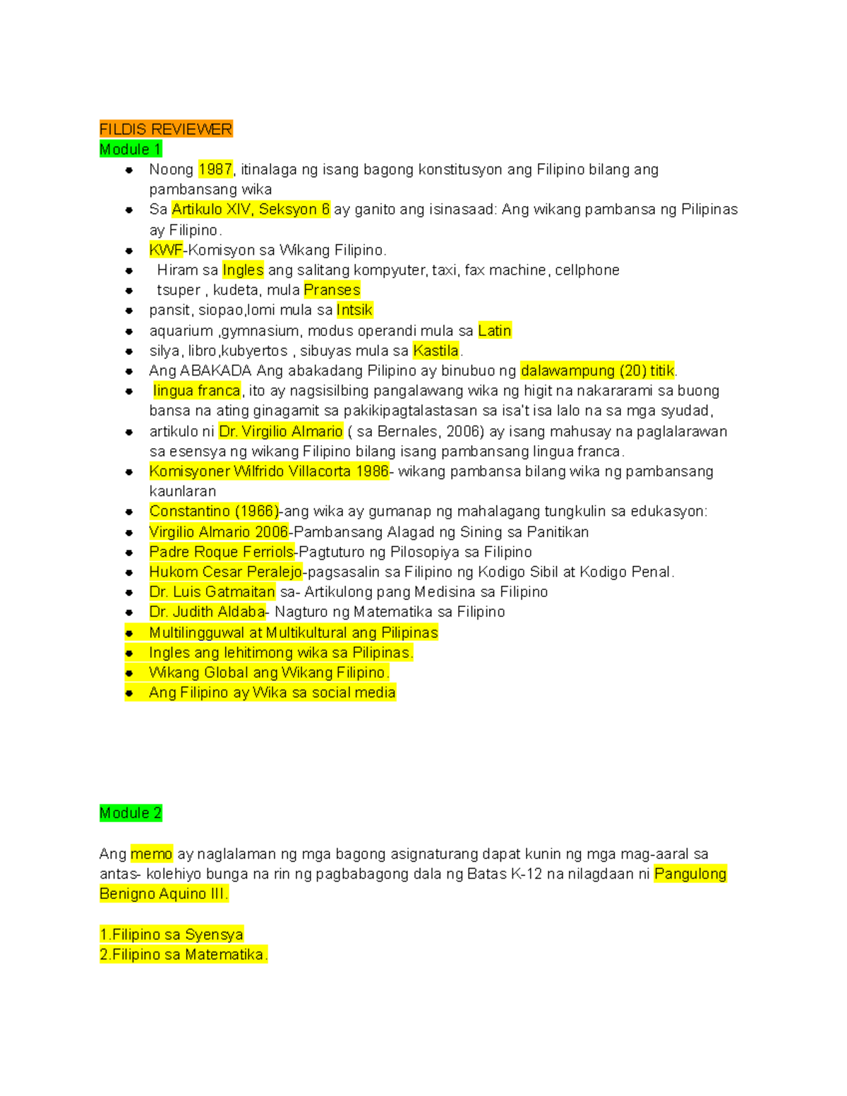 FILDIS 101: Reviewer for Key Topics on Filipino Language and Education ...