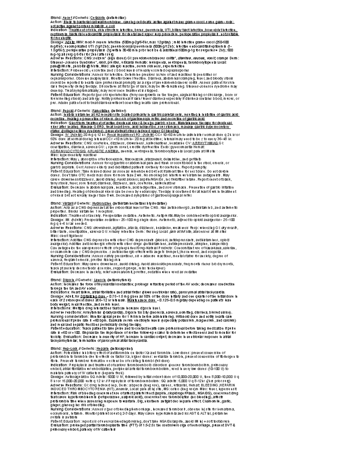 Fundamental lab med list - Brand: Ancef // Generic: Cefazolin ...