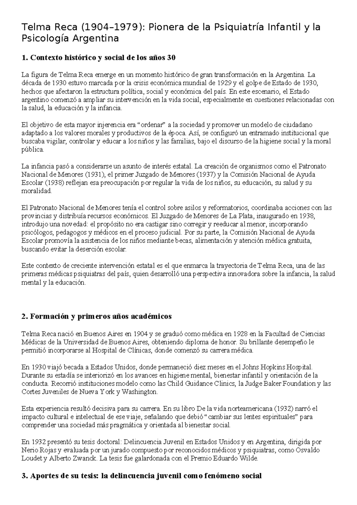 Telma Reca: Pionera en Psiquiatría Infantil y Psicología Argentina ...