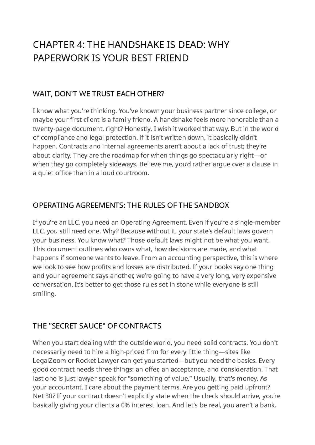 CHAPTER 4: THE HANDSHAKE IS DEAD - ACCOUNTANT EXPERTISE IN CONTRACTS ...