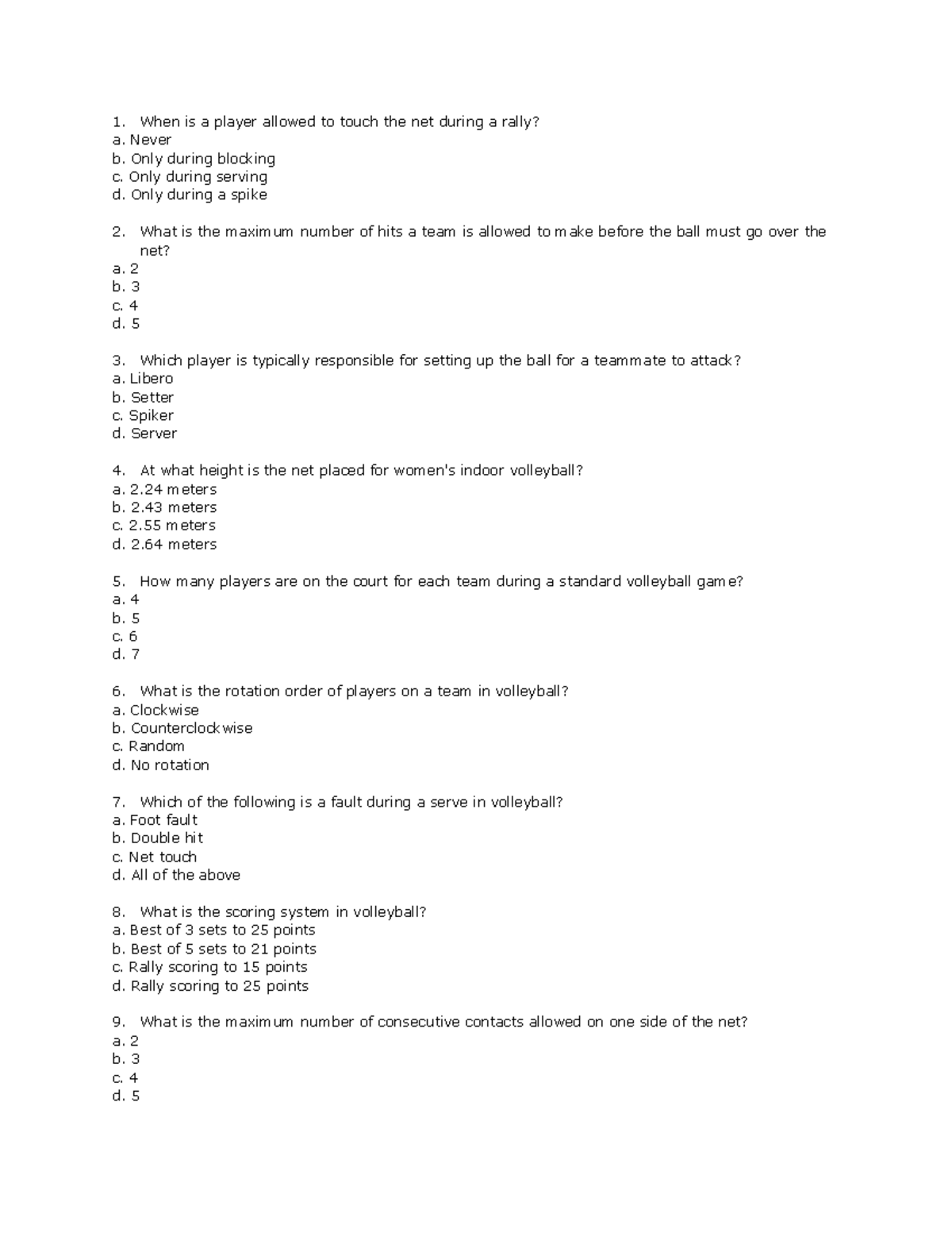 PE 003 Final Exam Review: Volleyball, Basketball, and More - Studocu
