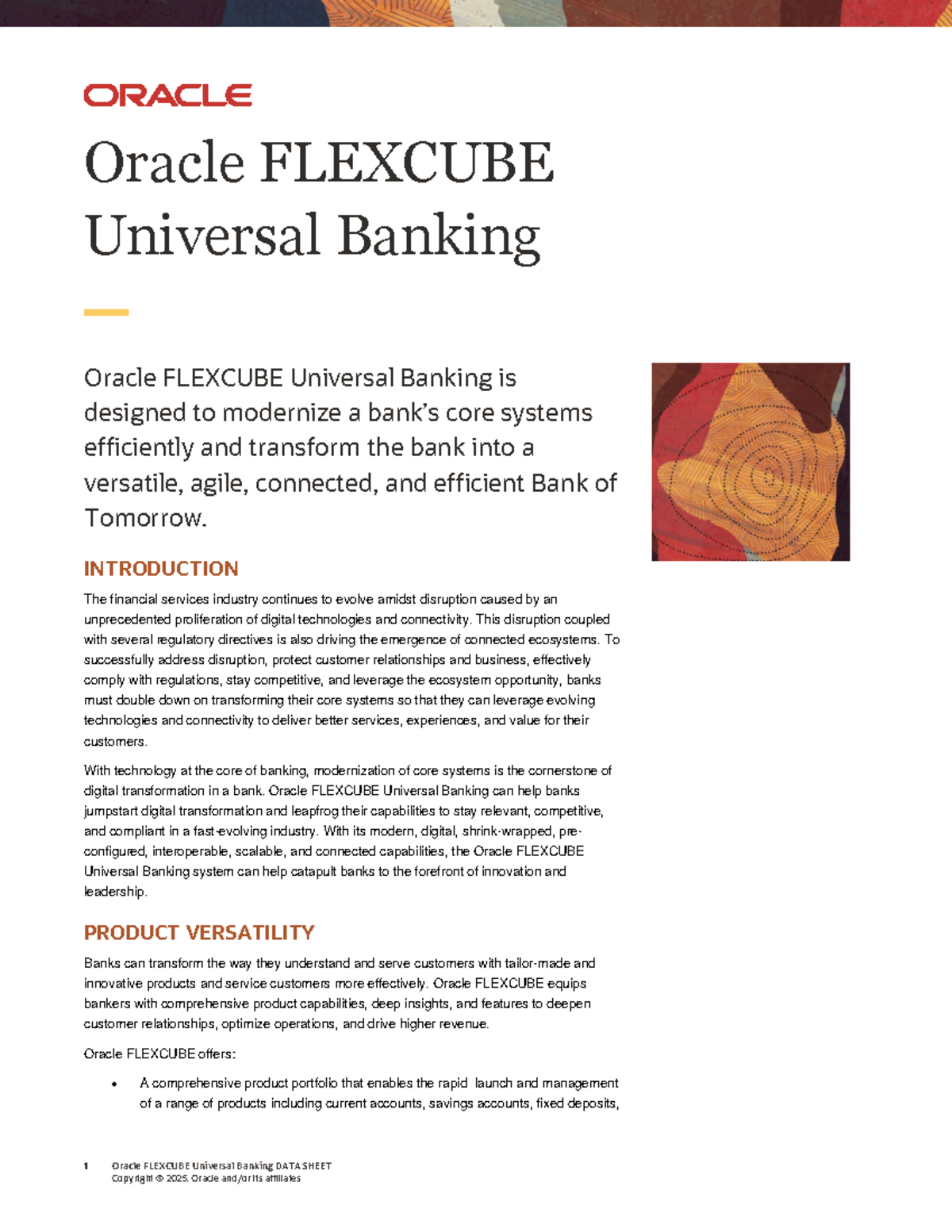 Oracle FLEXCUBE Universal Banking Data Sheet: Transforming Banking ...