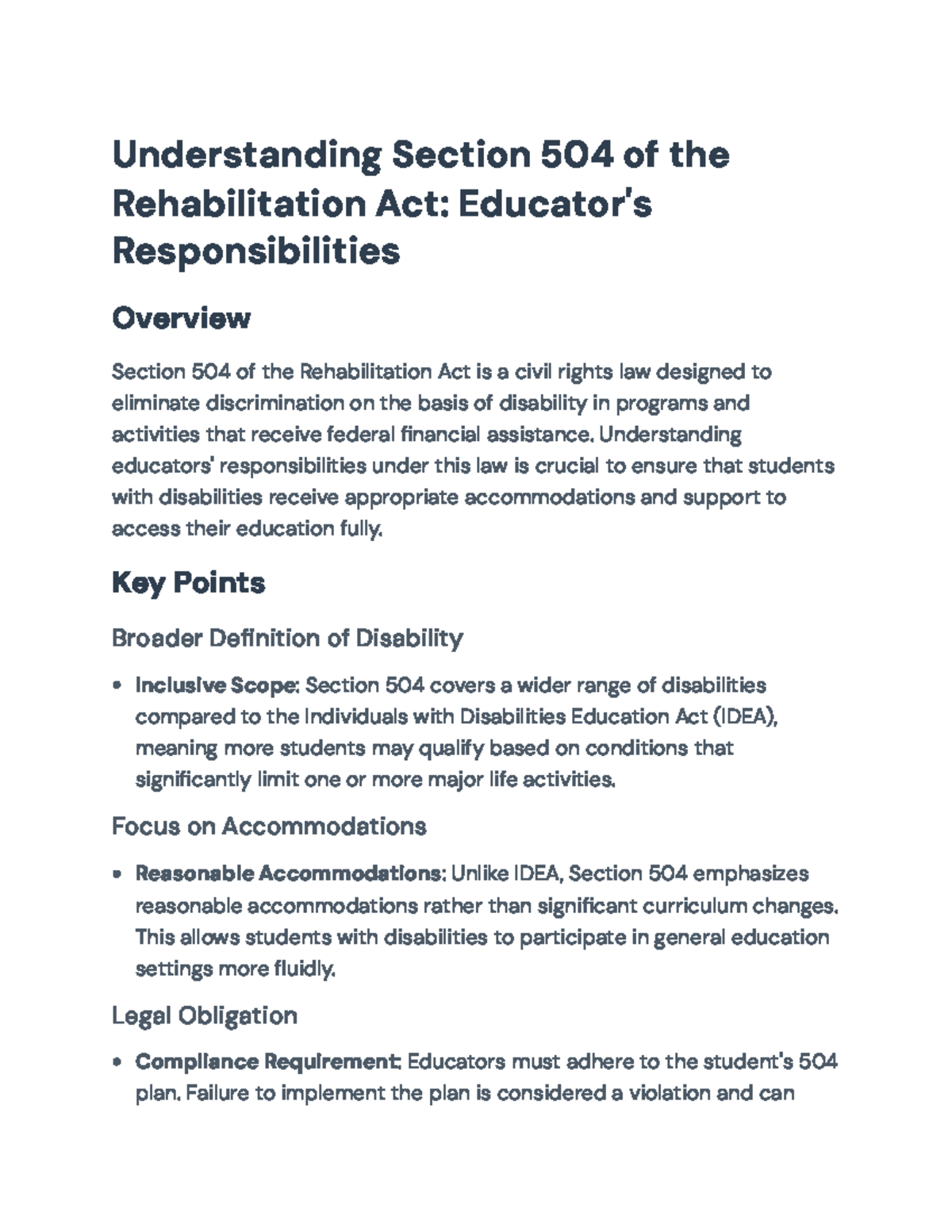 Understanding Educator Responsibilities Under Section 504 (EDUC 101 ...
