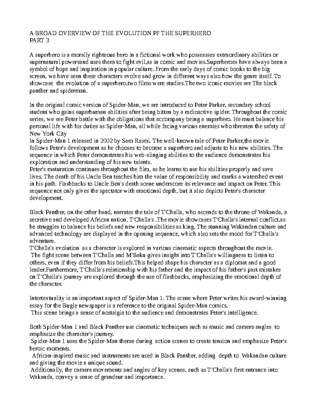 English 4 - Descriptive Essay on Superhero Film Evolution - Studocu