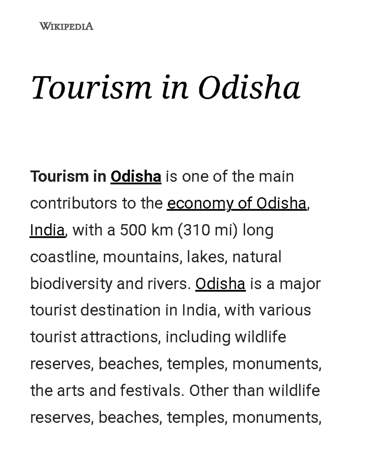 Tourism in Odisha: Attractions, Temples, and Natural Wonders - Studocu