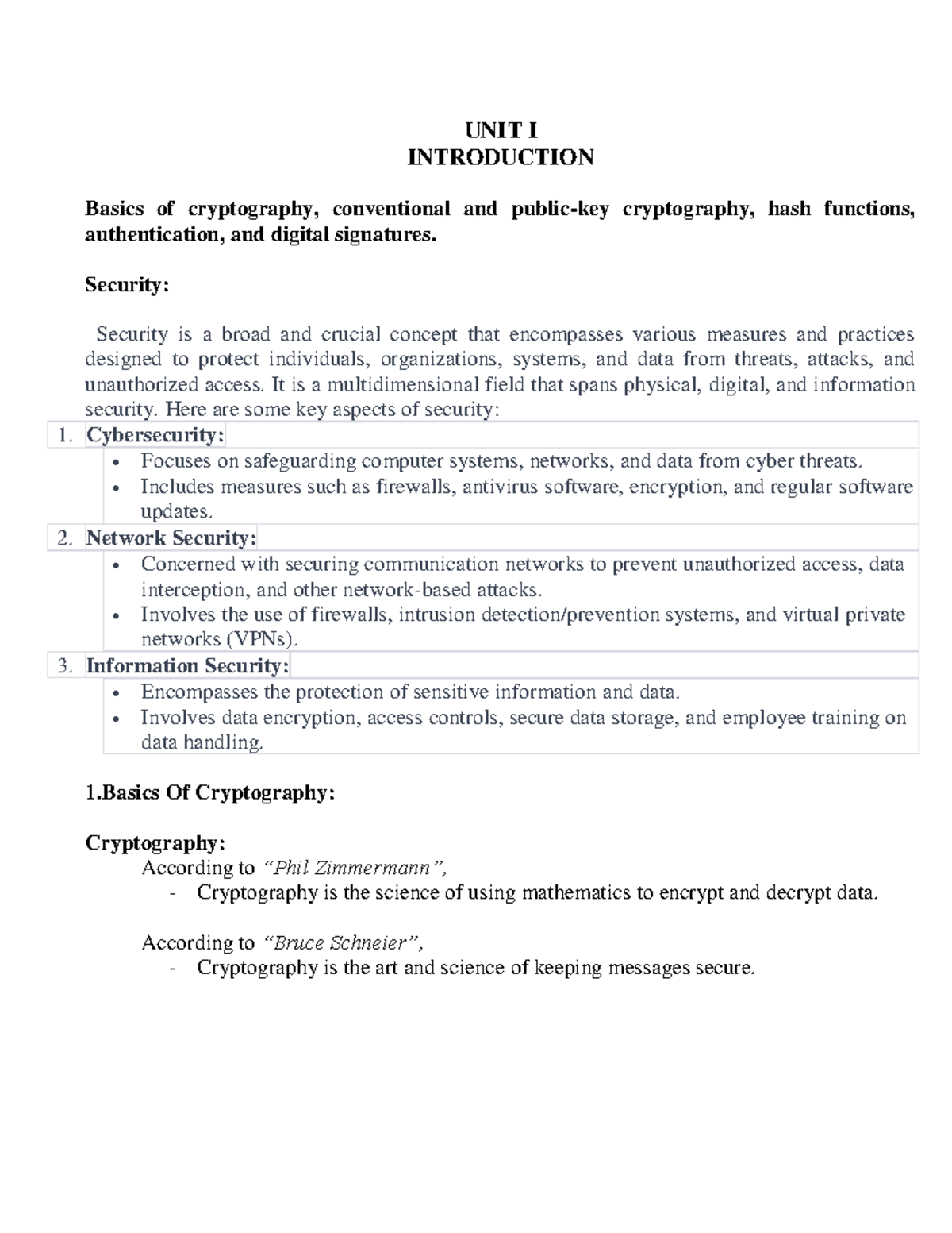 Network Security Fundamentals: Unit I Overview and Key Concepts - Studocu