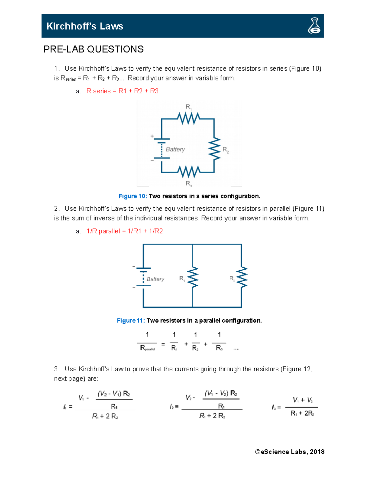 Lab 23 - Kirchhoff's Laws: Series and Parallel Resistor Analysis - Studocu
