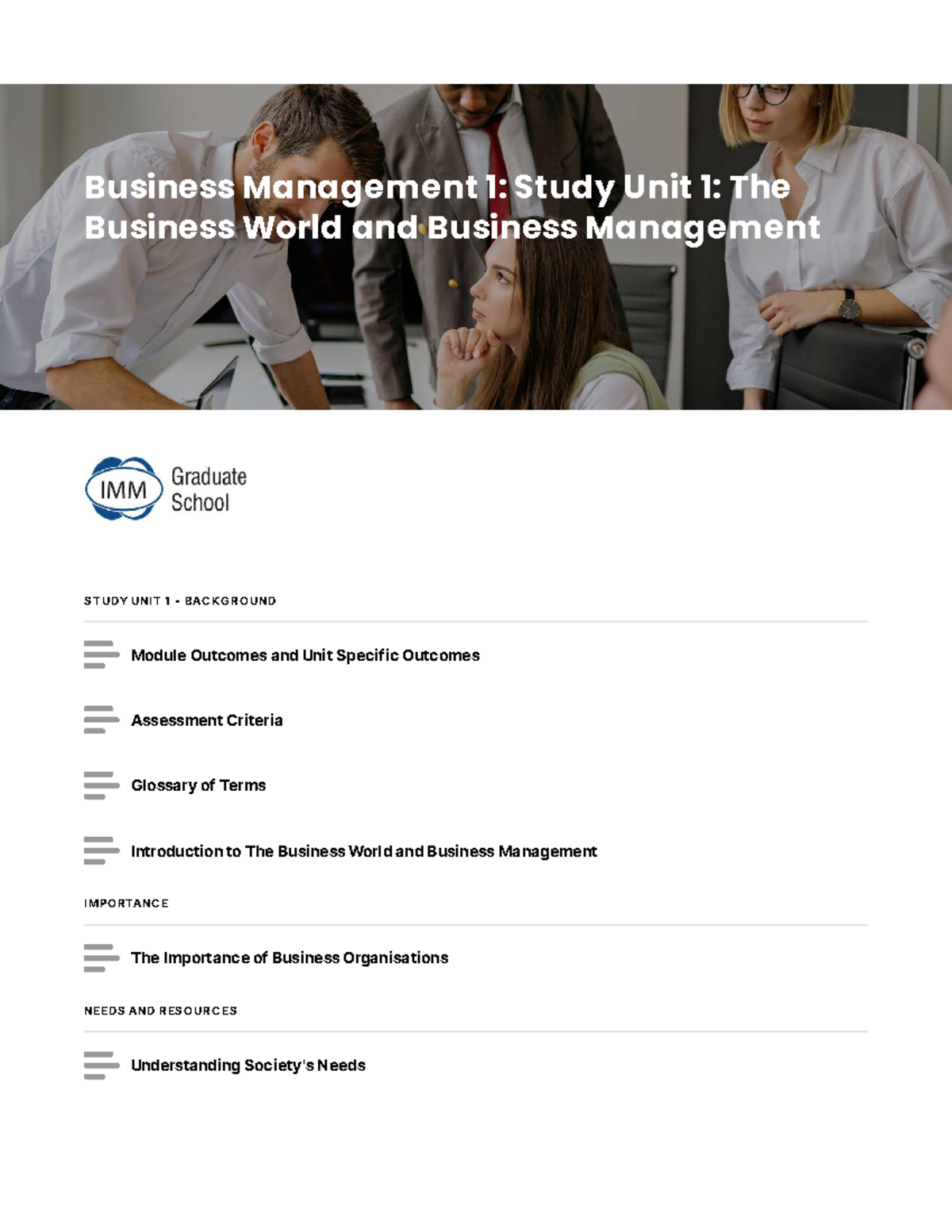 BM101B Study Unit 1: Understanding Business Management and Its Role ...