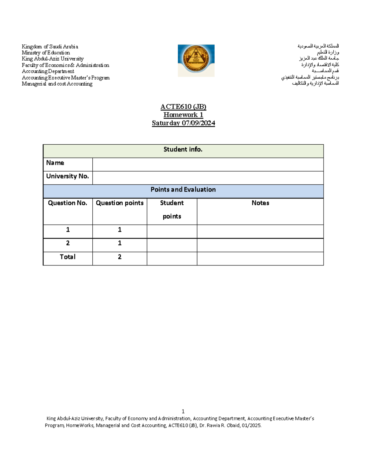 ACTE610 (JB) Homework 2 Answers: Managerial & Cost Accounting - Studocu