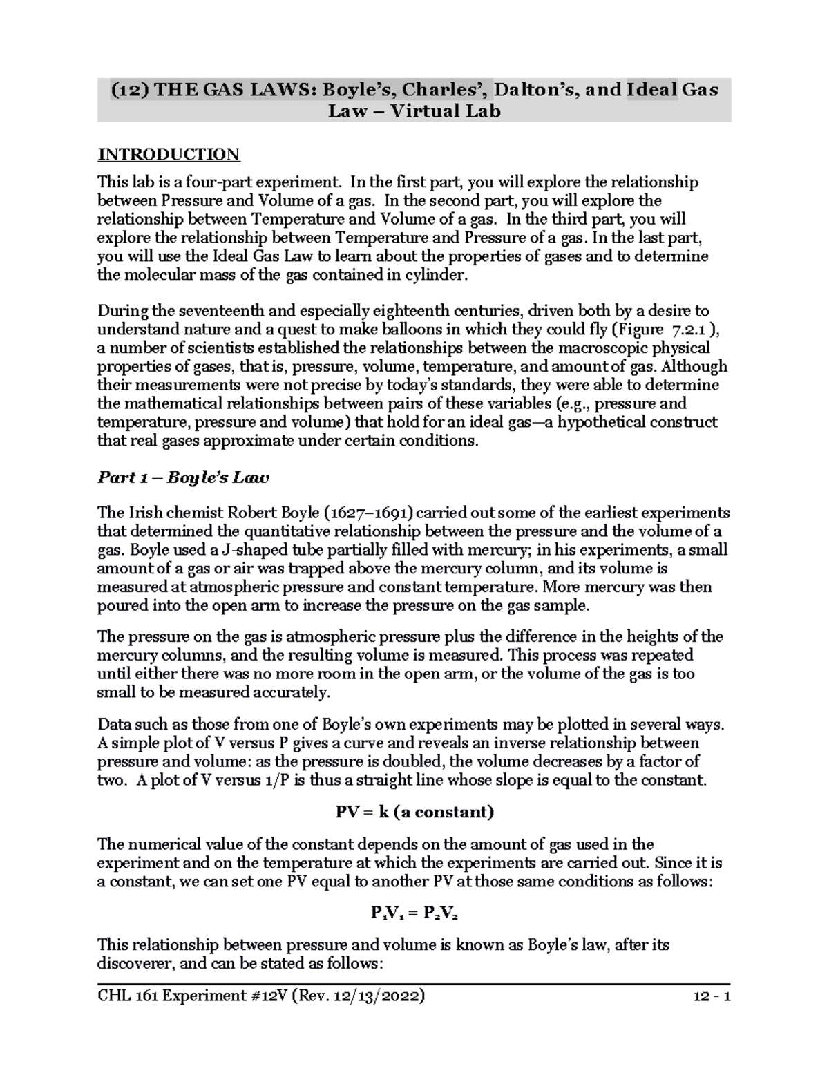 (12) Virtual Lab on Gas Laws: Boyle’s, Charles’, Dalton’s Laws - Studocu
