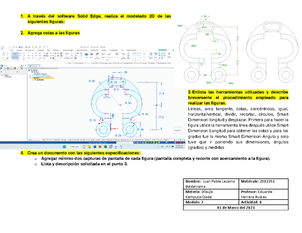 Actividad 6 - ...................... - A través del software Solid Edge ...