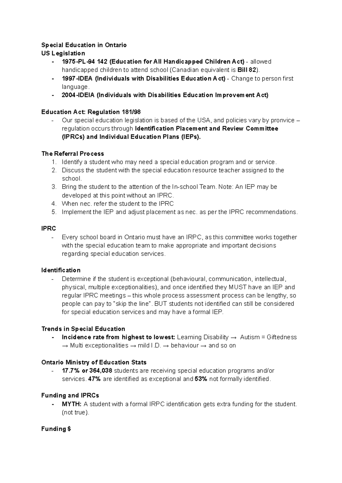Special Education in Ontario: Legislation & IEP Processes (EDU 142 ...