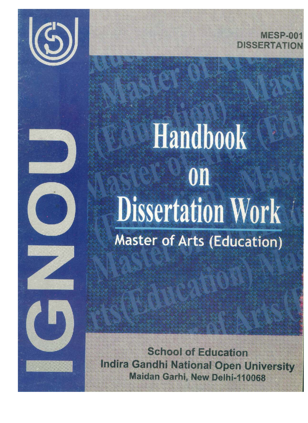 MESP-001 Dissertation Handbook: Guidelines for Educational Research ...