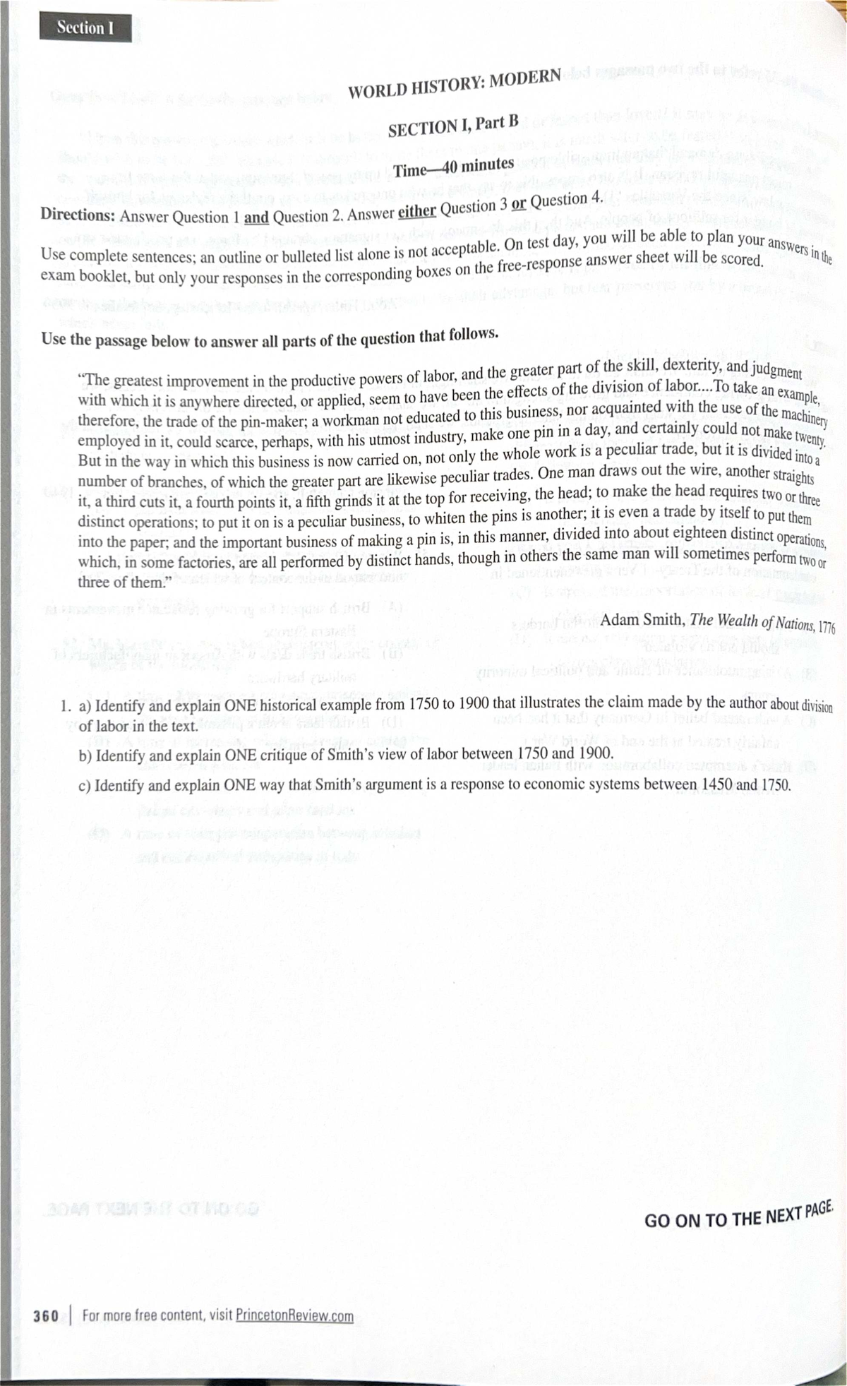 World History: Modern Section I Practice SAQs (1750-1900) - Studocu