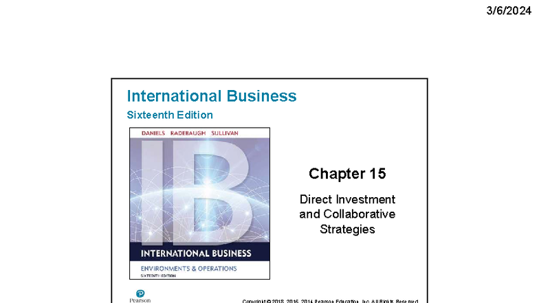 IBM 16e Chapter 15: Direct Investment & Collaborative Strategies - Studocu