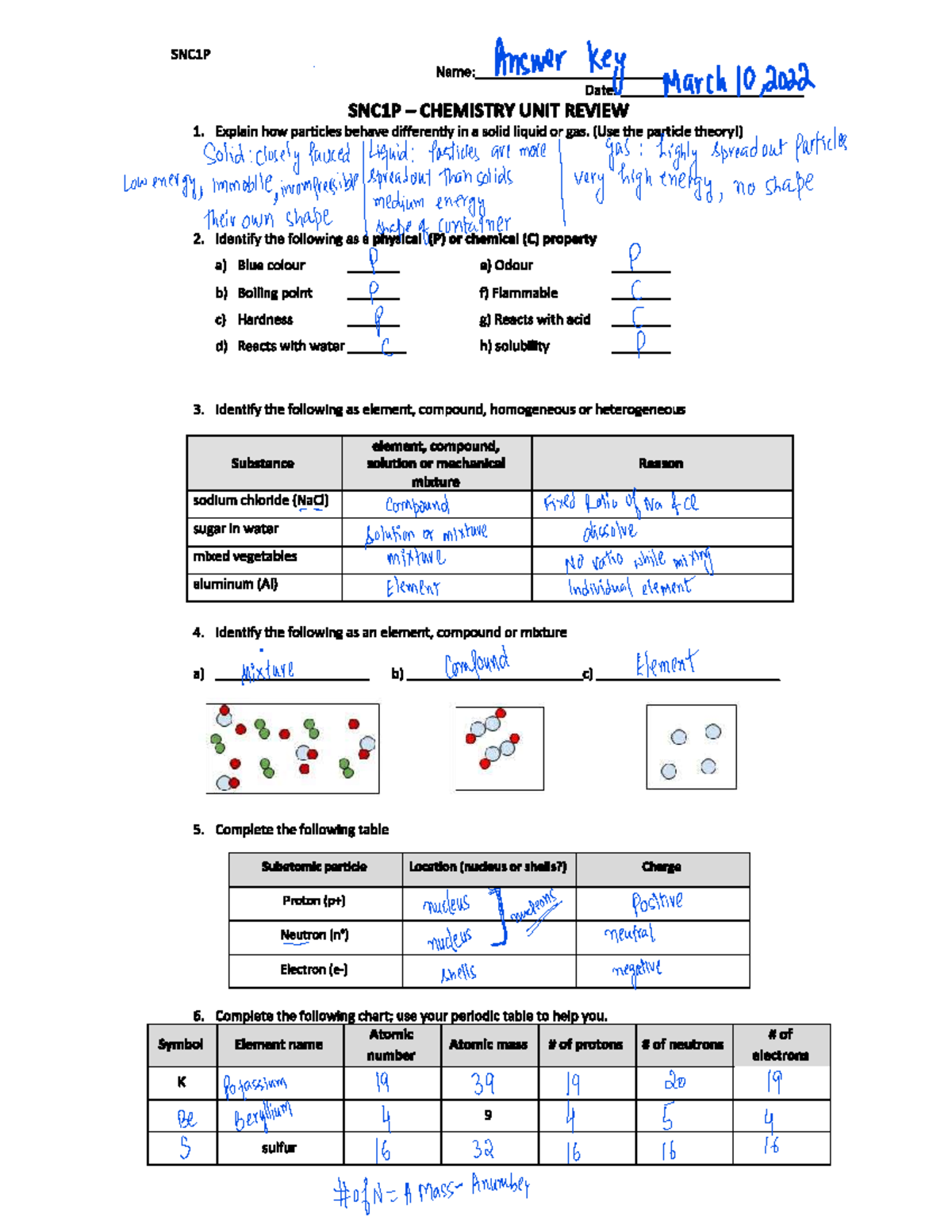Answer key to science test and studys - Studocu