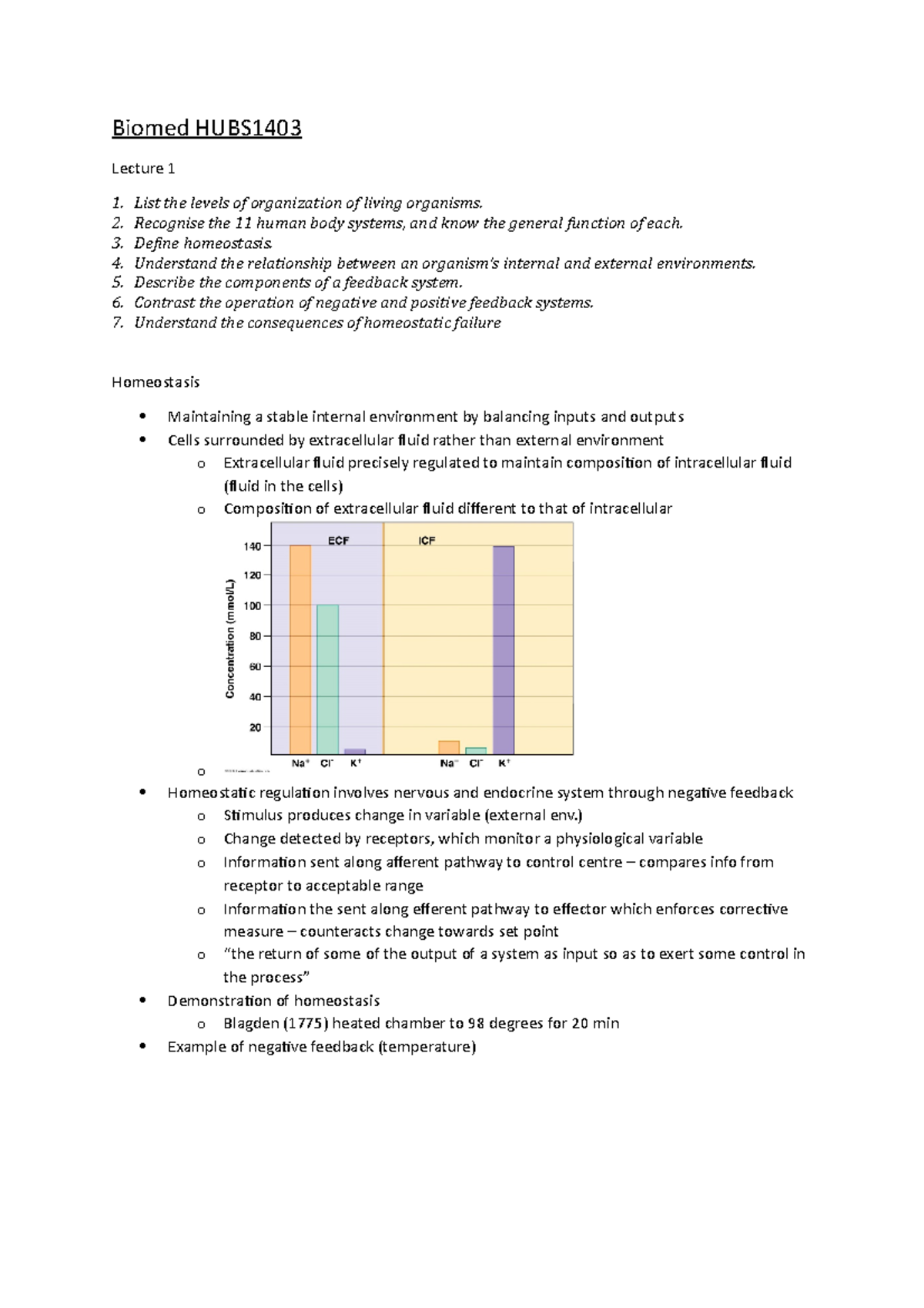 Notes - first 5 weeks of lectures for biomed at UON - Biomed HUBS ...