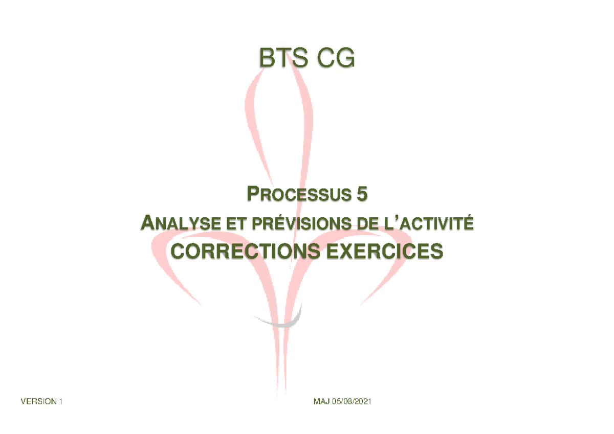 BTS CG P5 - Corrections Exercices Coûts et Décisions de Gestion - Studocu