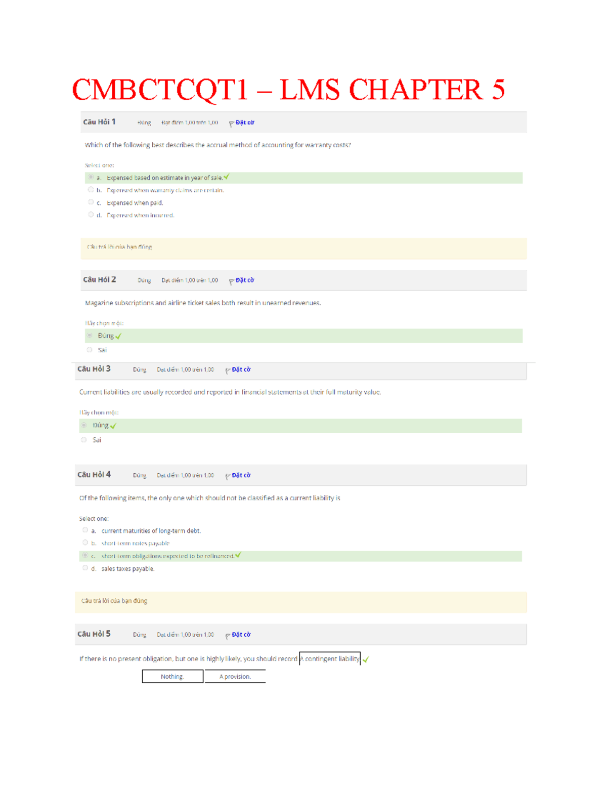 CMBCTCQT 1 - Comprehensive Overview of Chapter 5 - Studocu