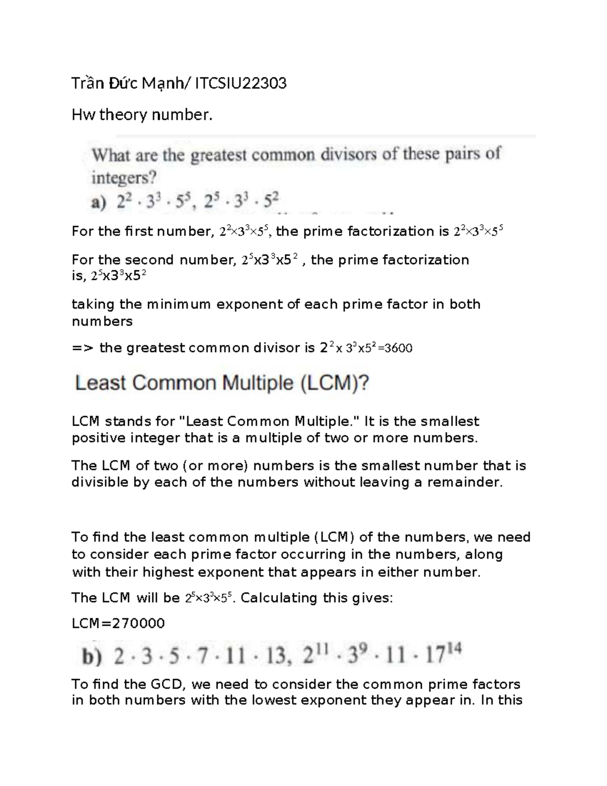 Hw DM ITCSIU22303 Theory: GCD and LCM Calculations - Studocu