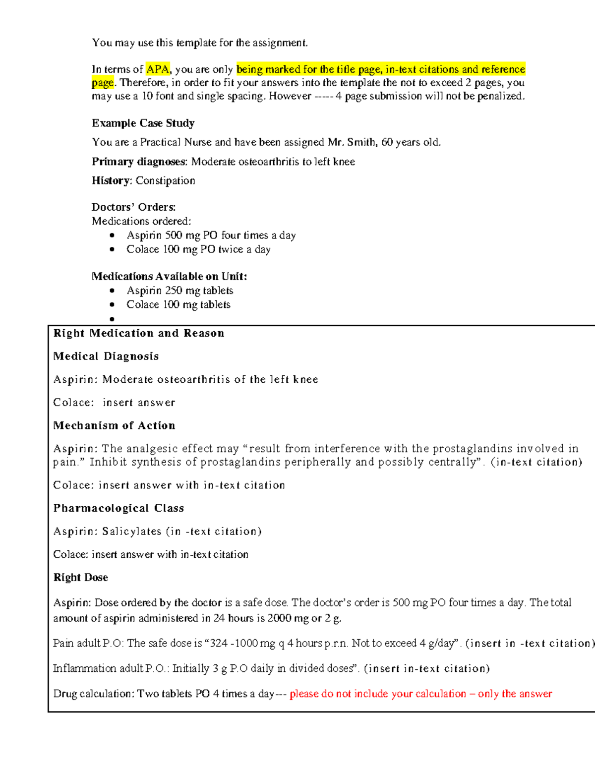 Assignment Template & Example Case Study for Practical Nursing - Studocu