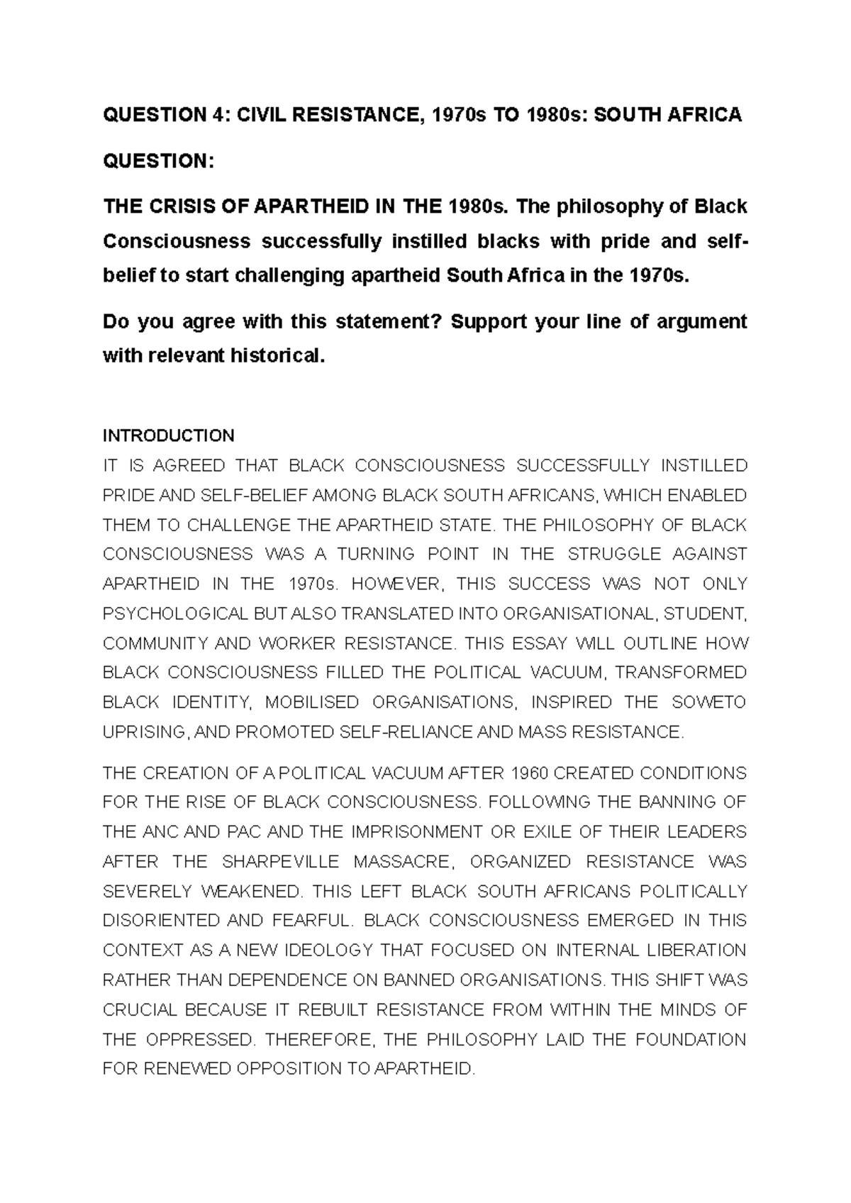 BCM Essay: The Role of Black Consciousness in Challenging Apartheid ...