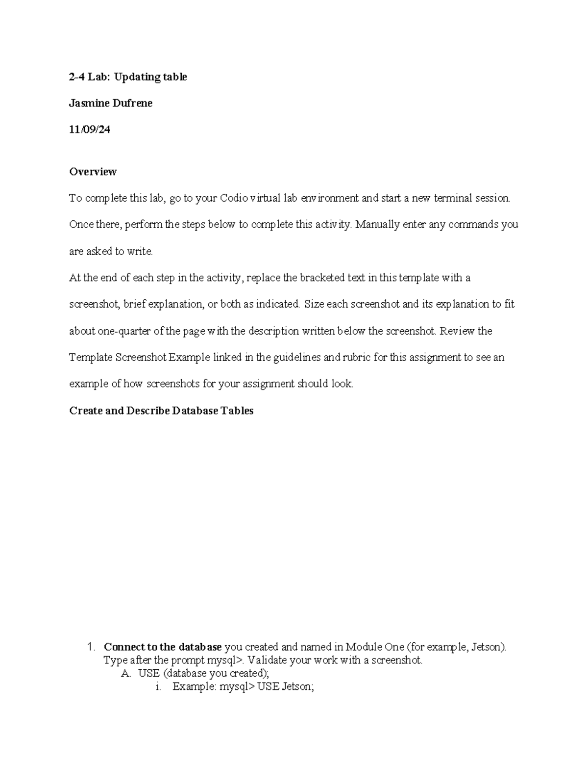 Lab 2-4: Updating Database Tables in Codio Environment - Studocu