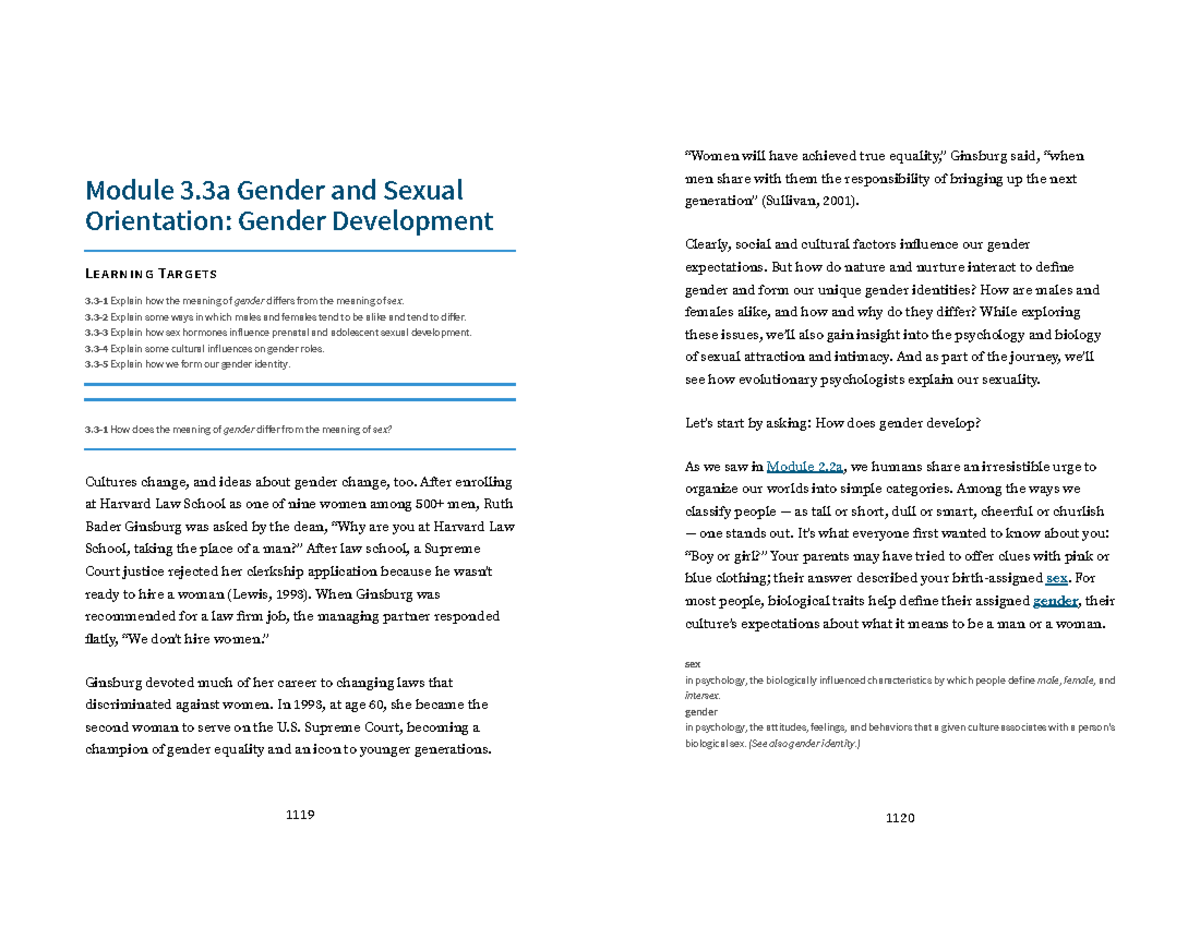 Module 3.3a: Gender Development and Identity in Psychology - Studocu