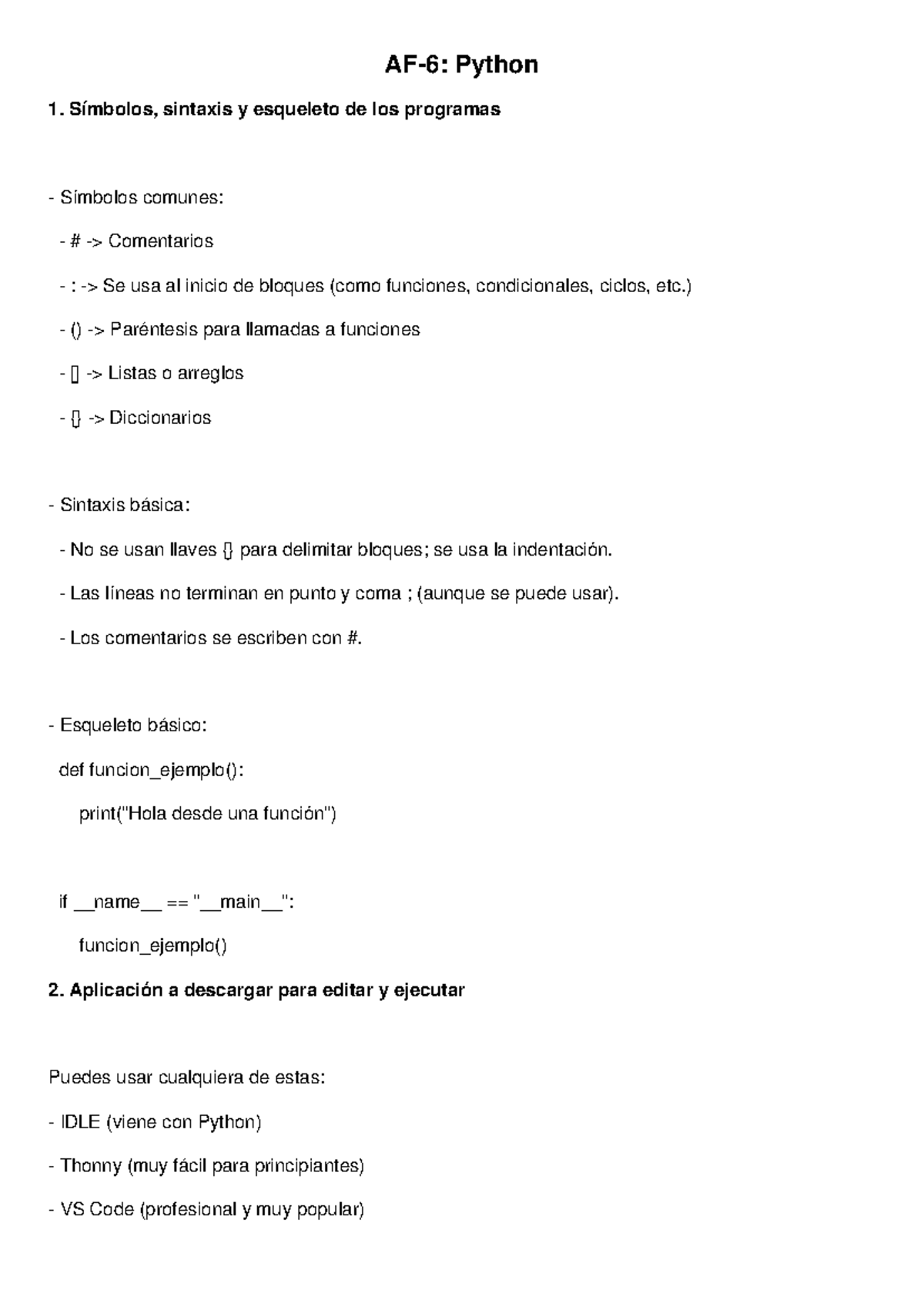 AF-6 Python: Símbolos, Sintaxis y Estructura de Programas - Studocu